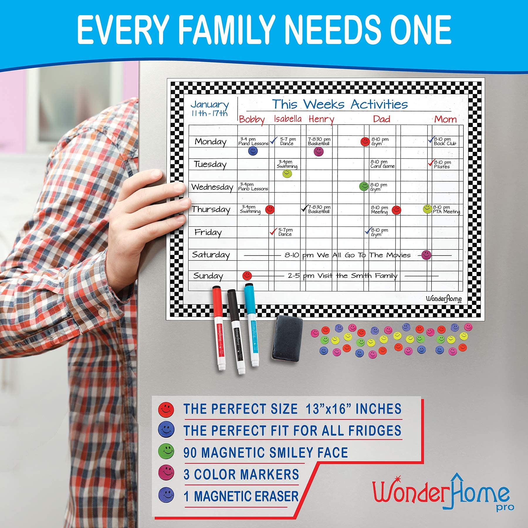 Buy Magnetic Chore Chart, Reusable Weekly Chore Board with Dry Erase ...