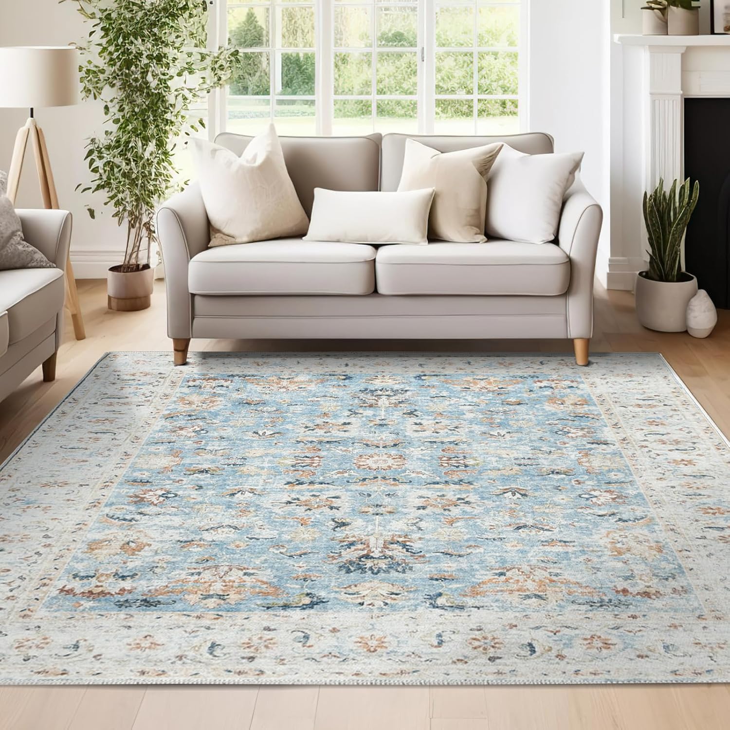 Amazon.com: jinchan Area Rug 4x6 Washable Rug - Boho Vintage Floral Low ...