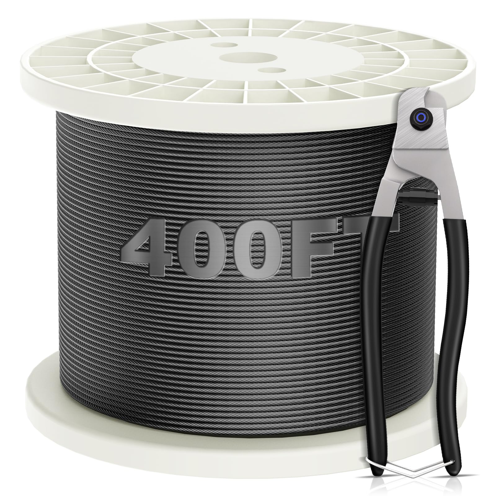 Snapklik.com : BLIKA 400FT 1/8 Black Deck Railing Cable