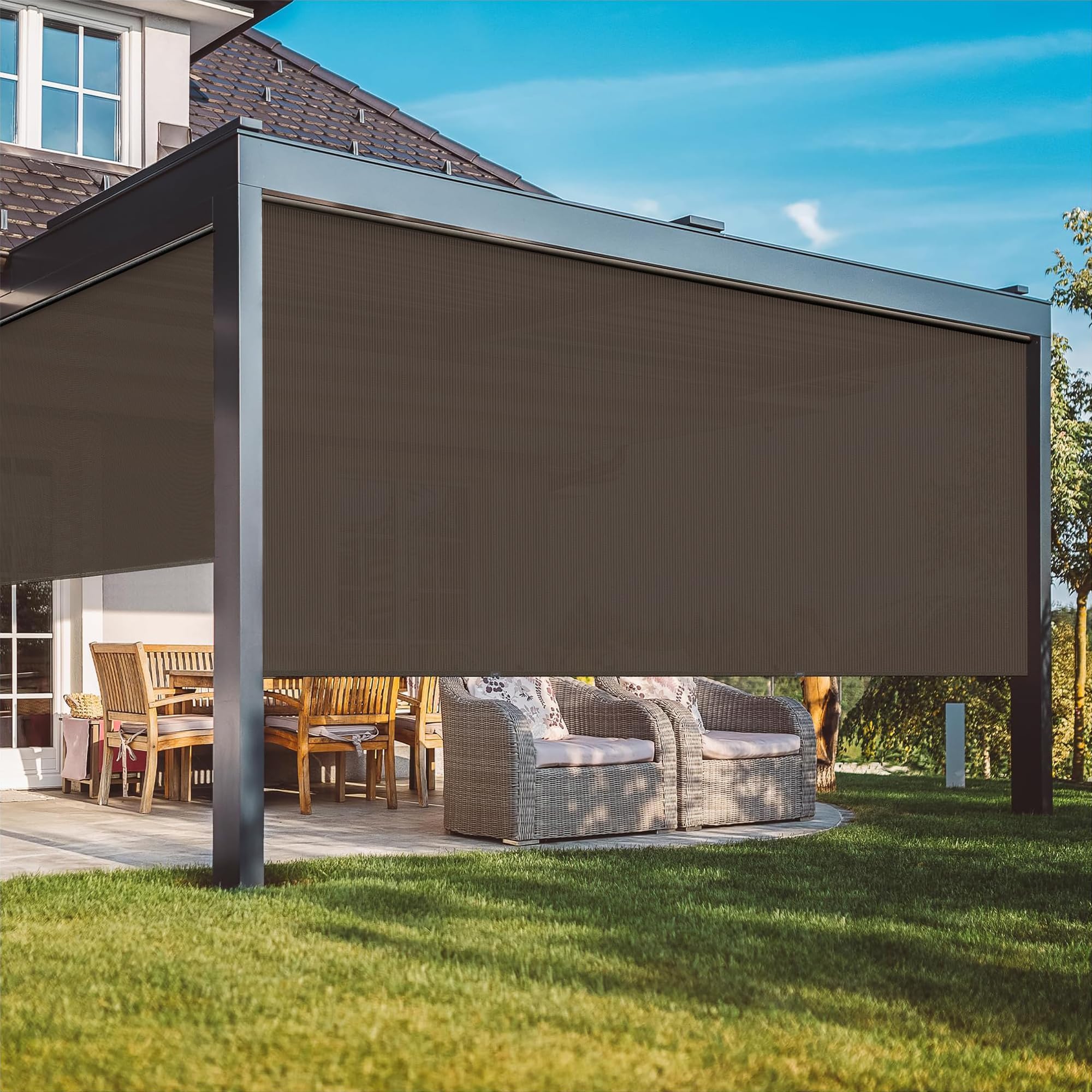 Amazon.com: Outdoor Roller Shades for Patio with New Operation Mode ...