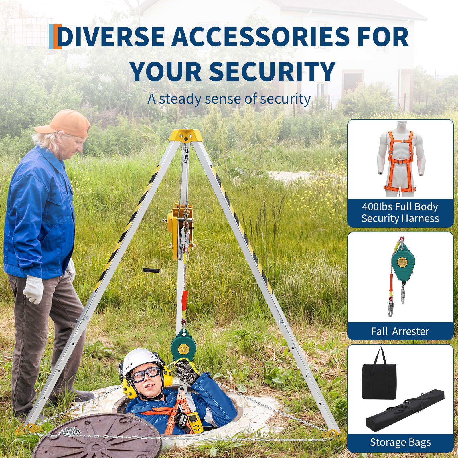 Snapklik.com : GarveeTech Confined Space Tripod Kit, 1200 Lbs Winch, 8 ...