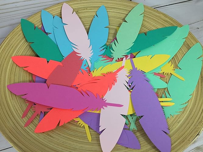 Amazon.com: 100 Big Feather Cutouts Confetti - 6" Inch : Handmade Products