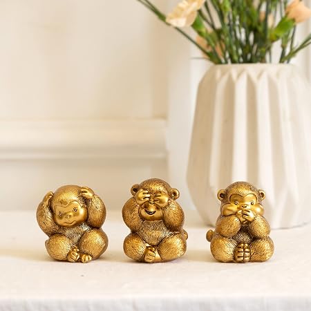 Amazon.com: Deco 79 Polystone Monkey See No Evil Sculpture, Set of 3 6 ...
