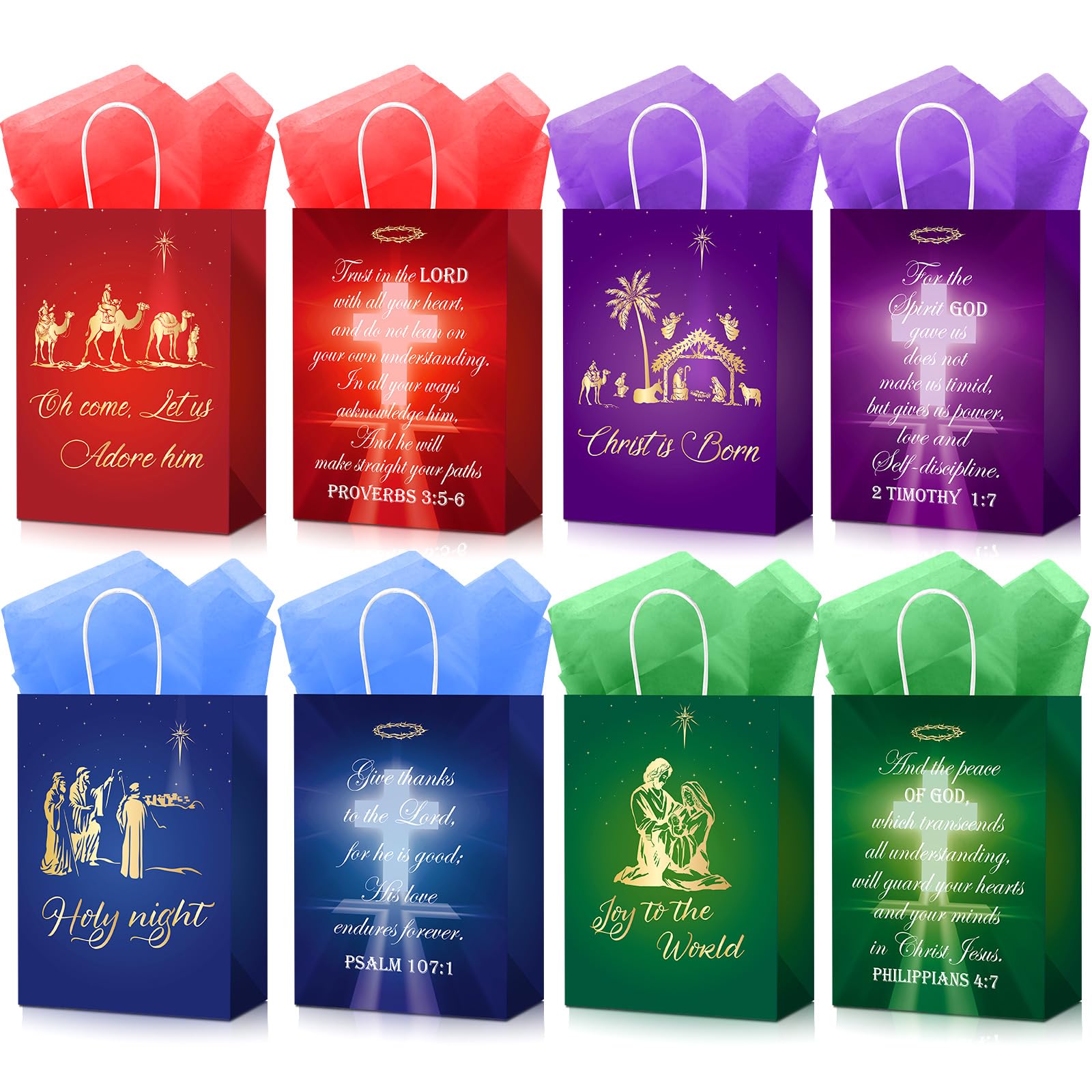 Amazon.com: Pasimy 48 Pcs Christmas Nativity Gift Bags 24 Paper ...
