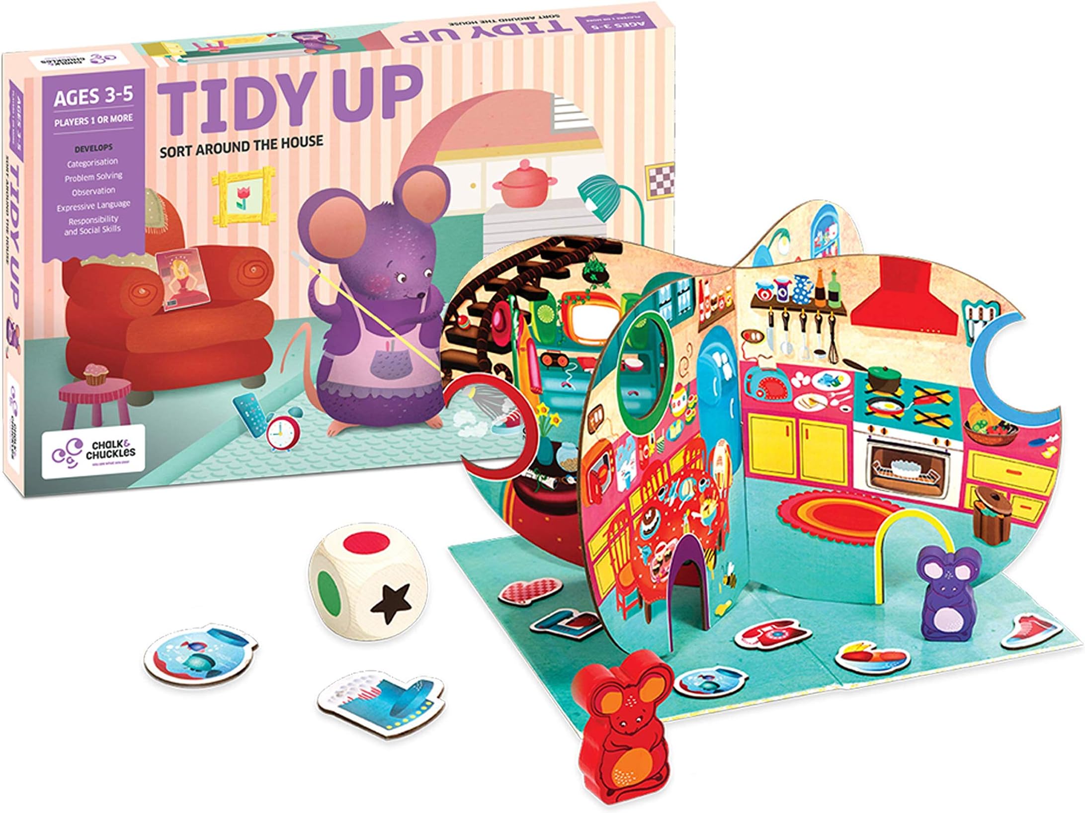 Buy Chalk and Chuckles Tidy Up - Educational Board Game, Age 3-6 Years ...