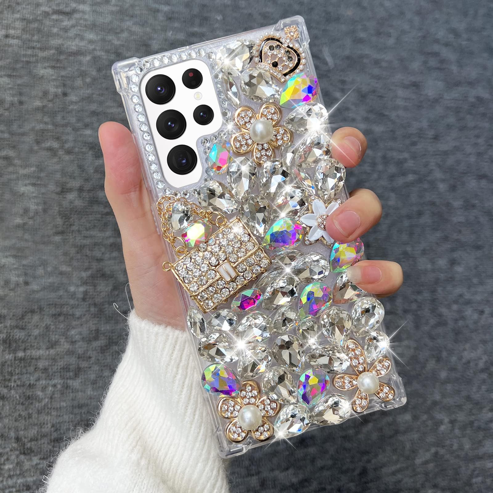 Amazon.com: Changjia for Samsung Galaxy S23 Ultra Clear Glitter Case ...
