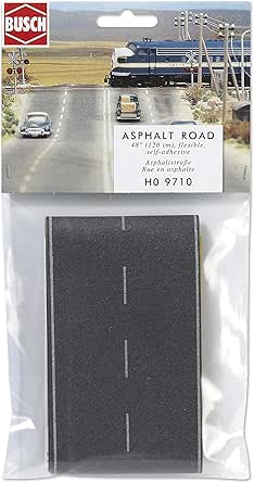 Amazon.com: Busch 48" HO Scale Asphalt Road Wht Mrks Model Train ...