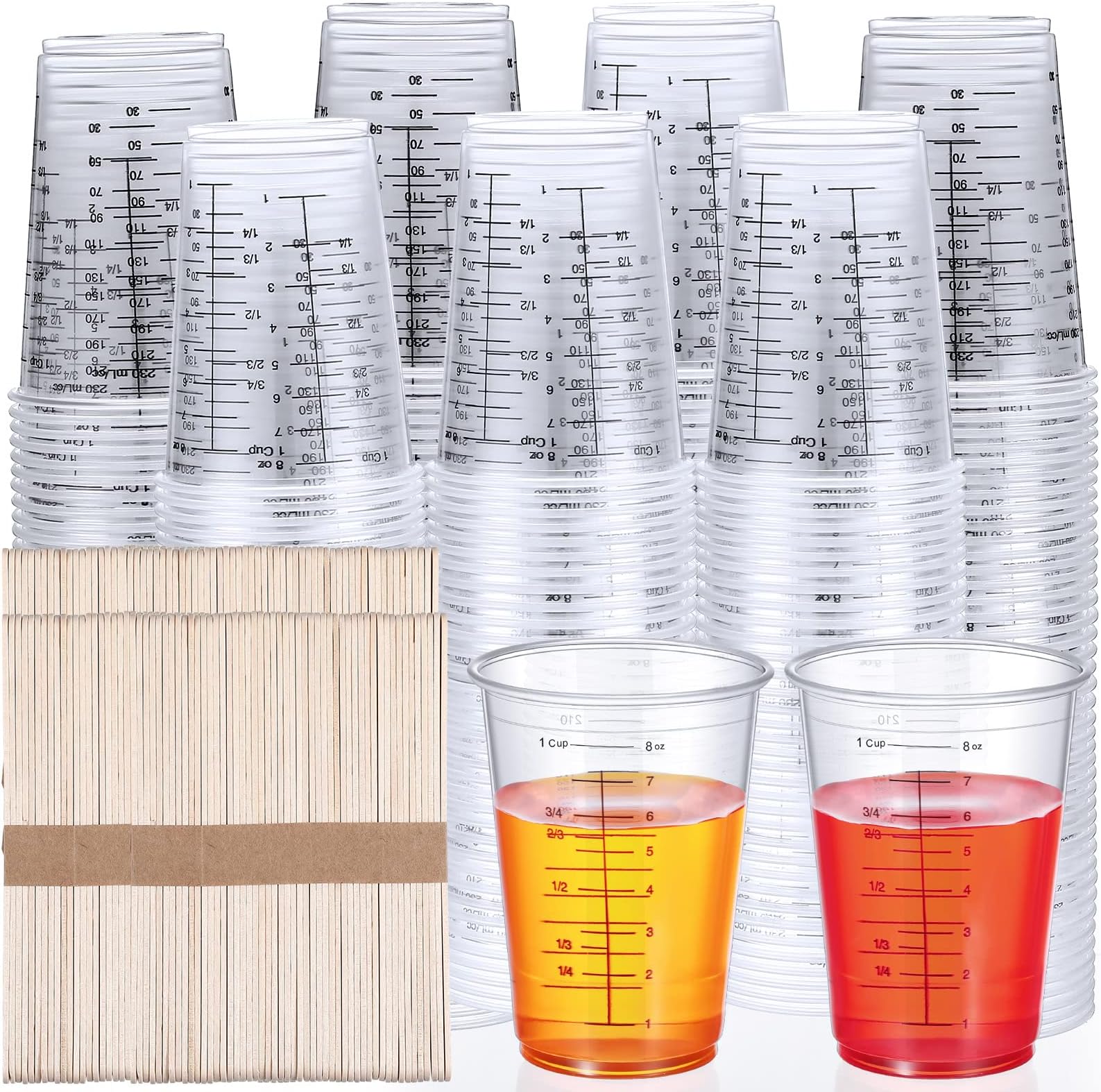 Amazon.com: Gerrii 300 Pack 8 oz Disposable Measuring Cups Clear ...