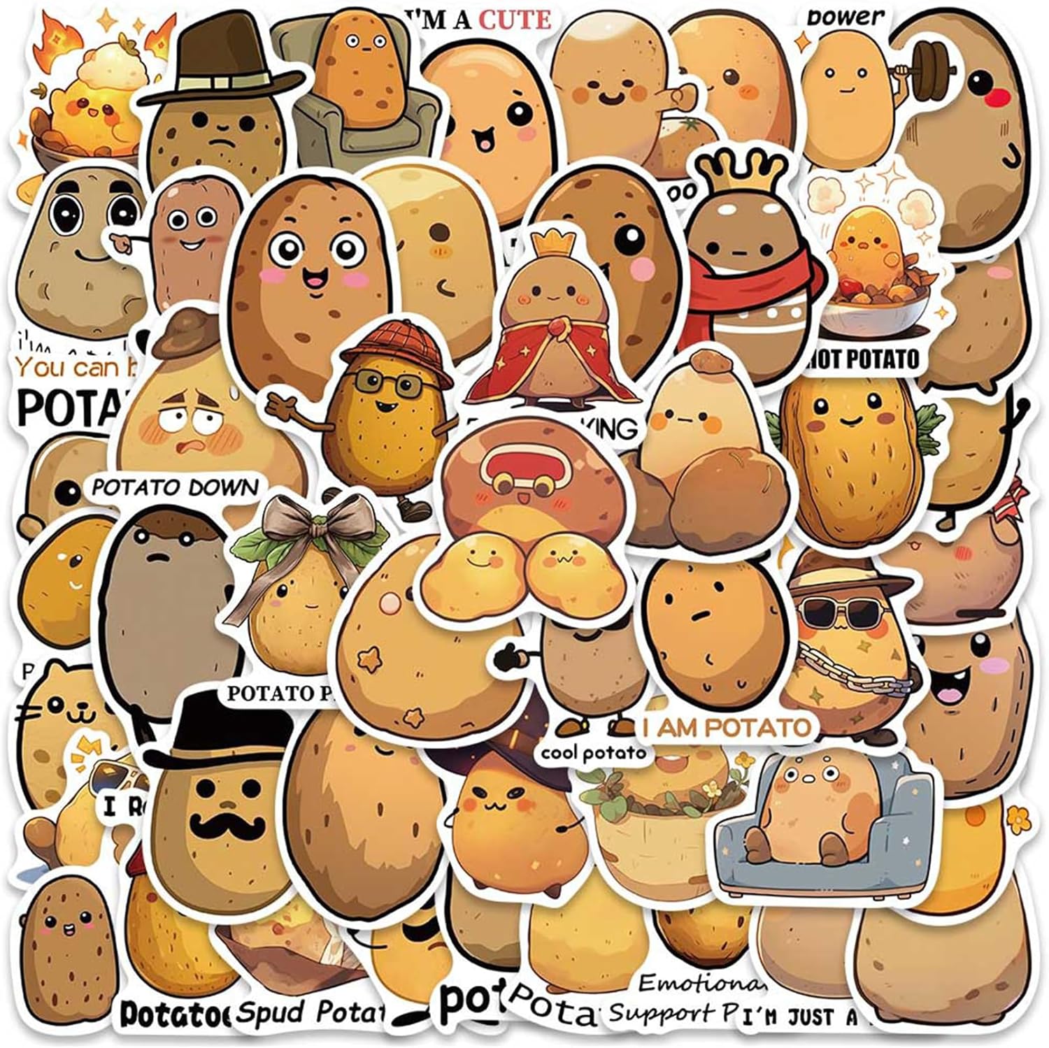 Amazon.com: 100 Pcs Potato Stickers Waterproof PVC Christmas Stickers ...
