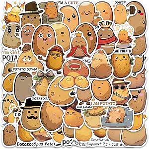 Amazon.com: 100 Pcs Potato Stickers Waterproof PVC Christmas Stickers ...