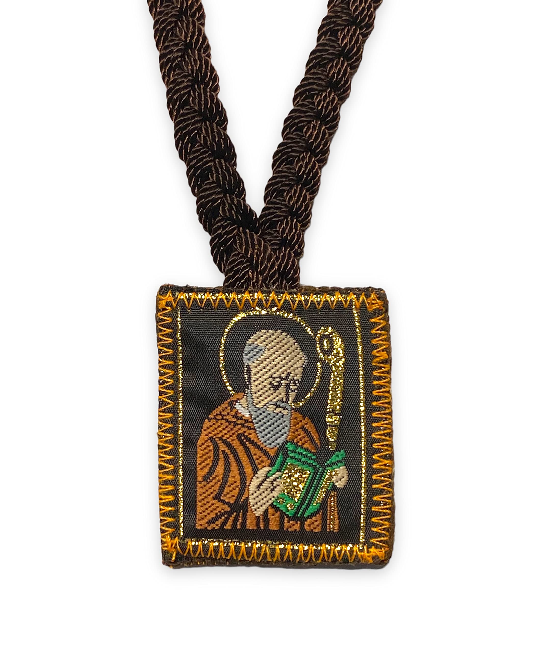 St Benedict Corded Brown Scapular Necklace Escapulario Cafe San Benito ...