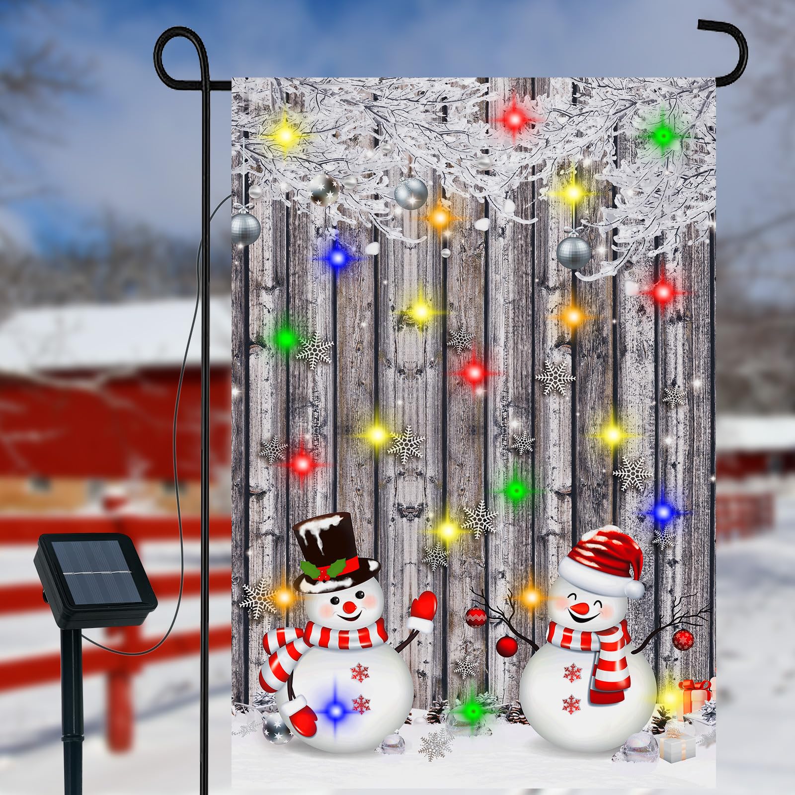Amazon.com : Ganeen Christmas Lighted Garden Flag 12 x 18 Inch Snowman ...