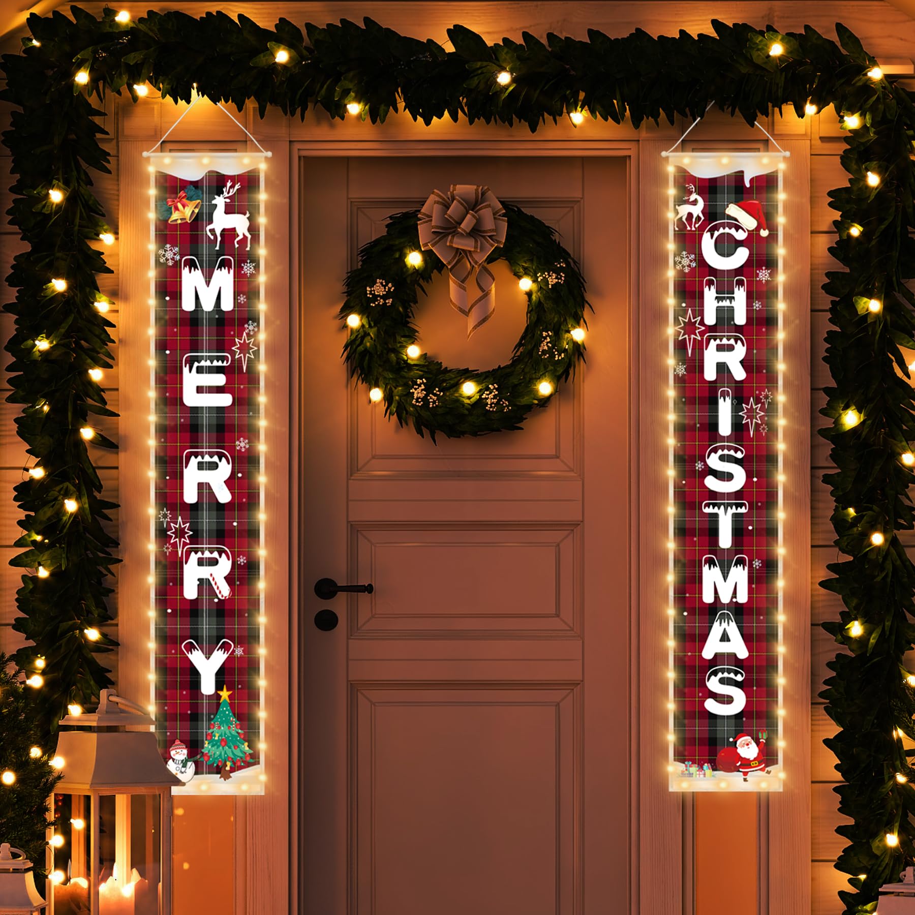 Amazon.com: Merry Christmas Banners with String Lights, Christmas ...