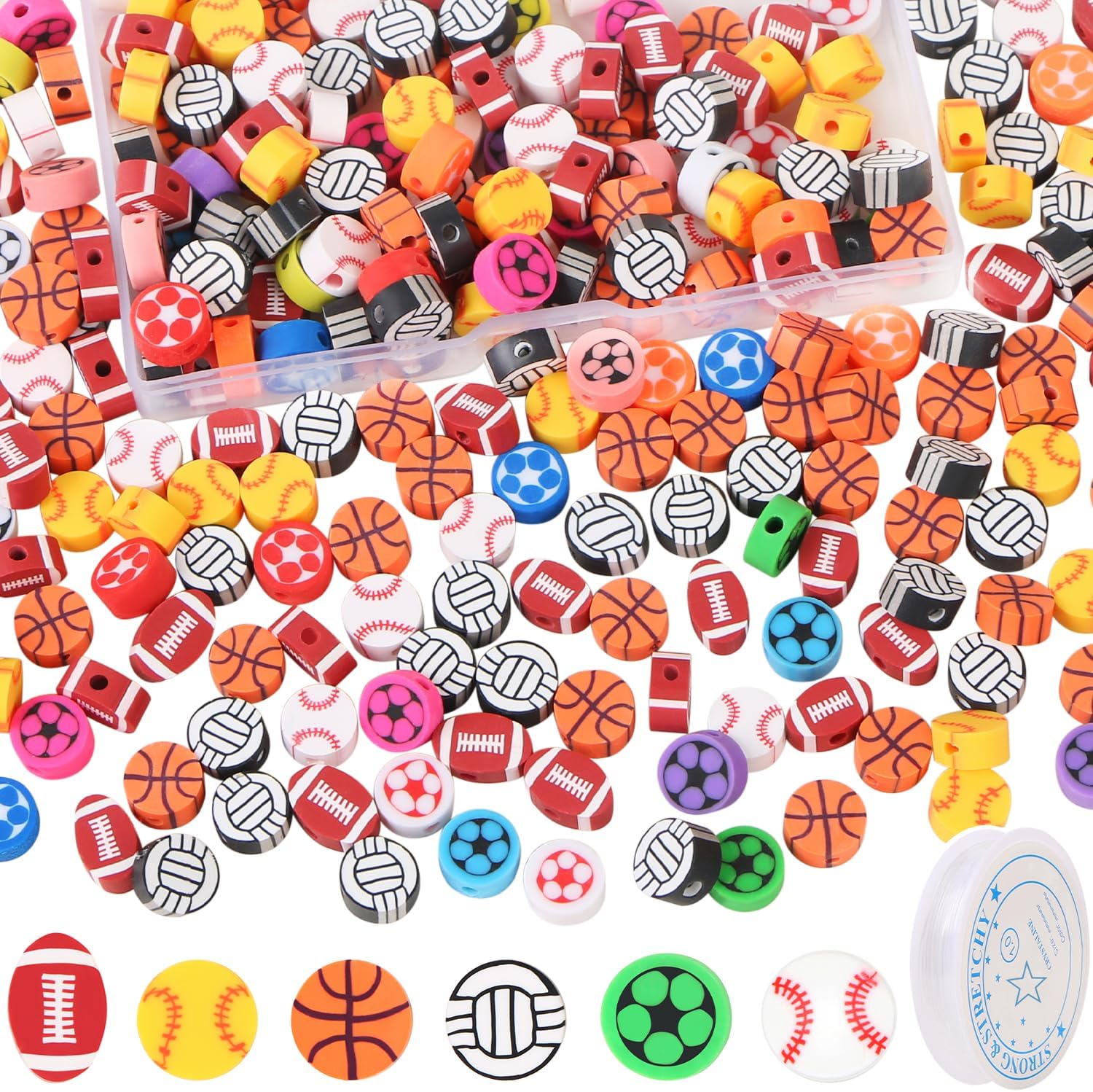 Amazon.com: CCOZN 300 Pcs Sports Ball Beads for Jewelry Making, Sports ...