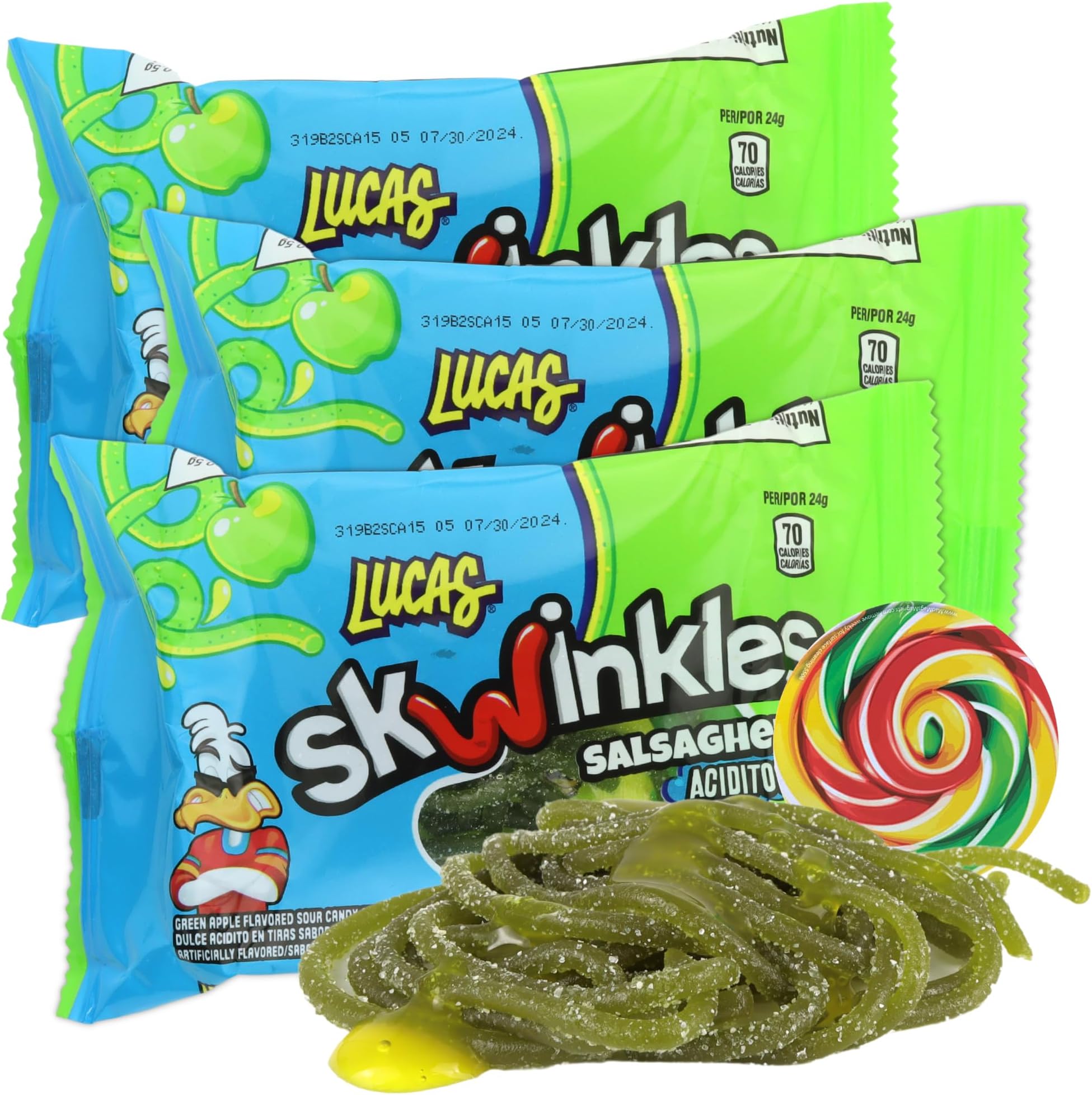 Amazon.com : Swinkles Mexican Candy, Green Apple Gummy Straws with Sour ...