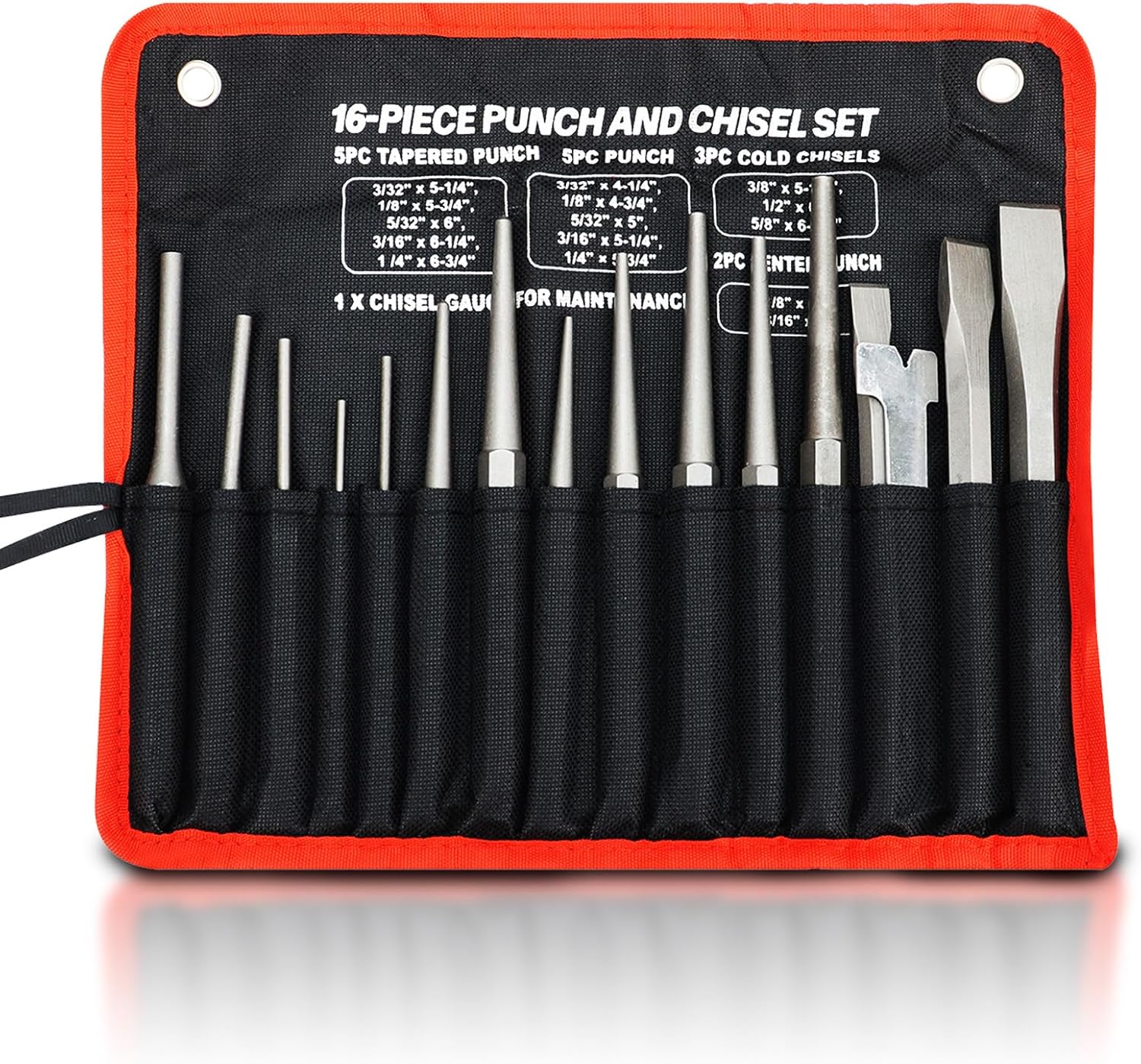 16Pcs Mechanics Punches and Chisel Set, Heavy Duty Pin Punch Center ...