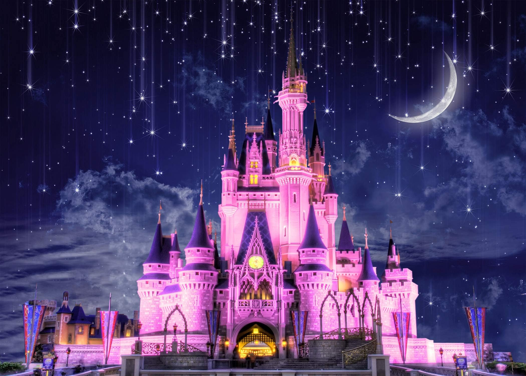 Amazon.com : 7x5ft Polyester Disney Castle Backdrop Princess Castle ...