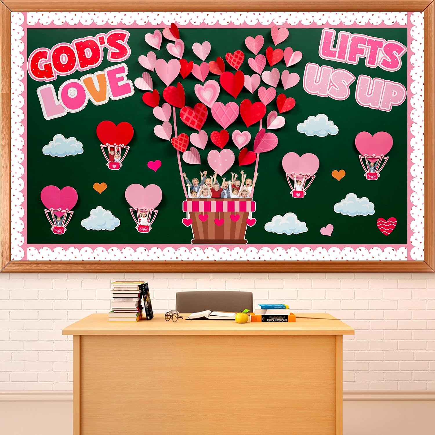 Amazon.com: Valentine's Day Bulletin Board Set Hot Air Balloon Bulletin ...