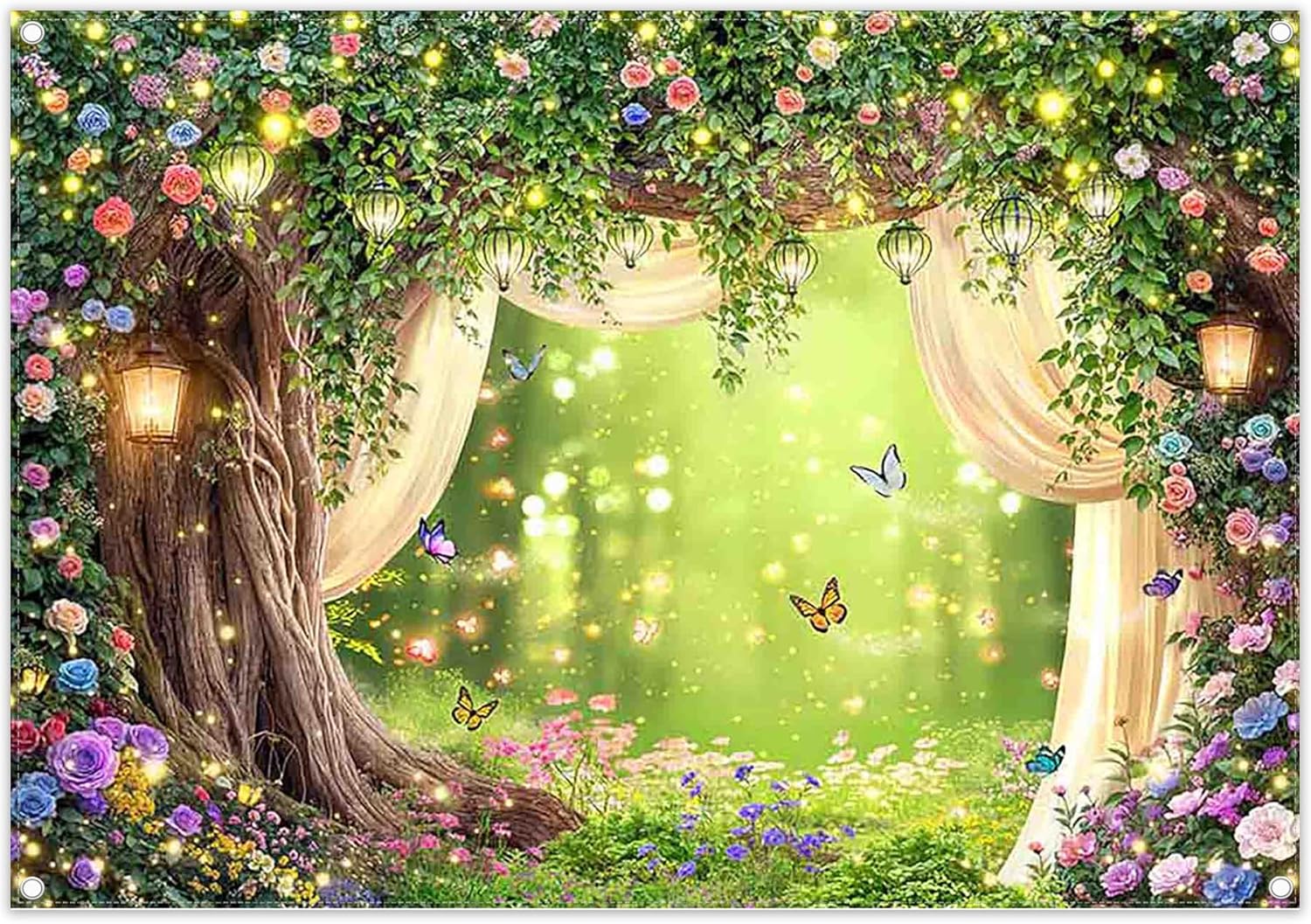Amazon.com : YCUCUEI 7x5ft Enchanted Forest Backdrop Glitter Fairy Tale ...