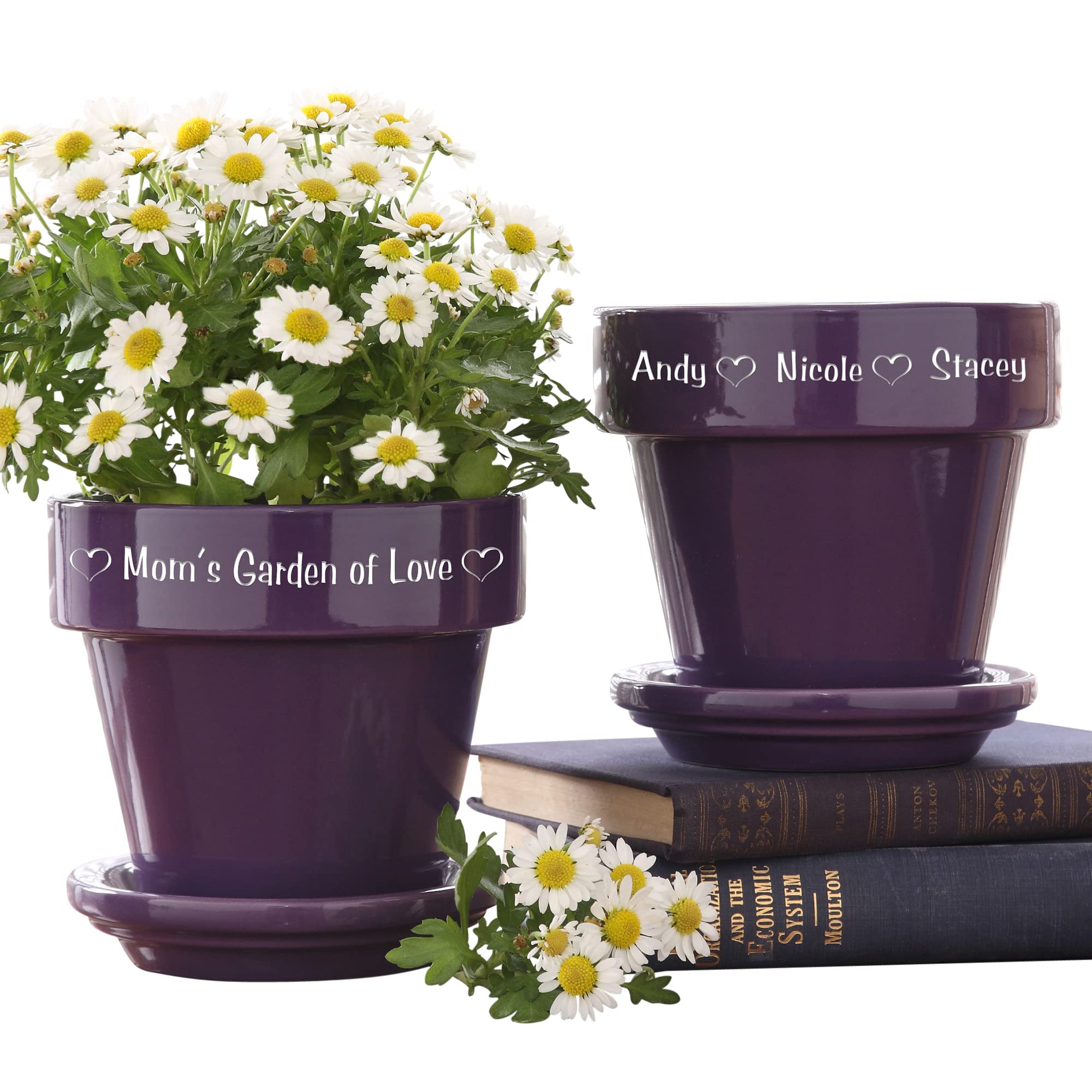 Amazon.com: Personalized Garden Of Love Engraved Flower Pot - Ceramic ...