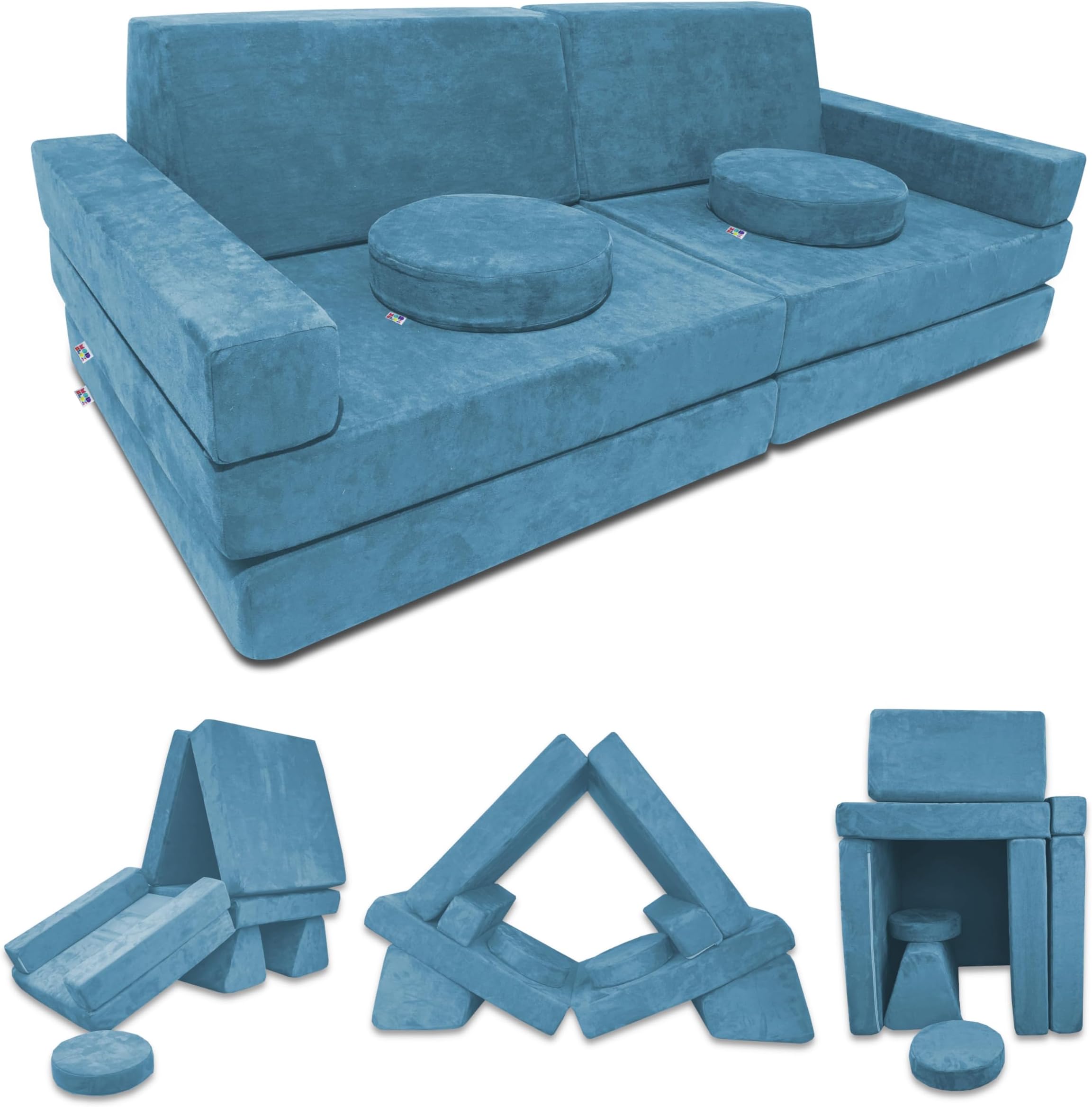 Amazon.com: Fivetry Modular Kids Play Couch - 12pcs Convertible Kids ...