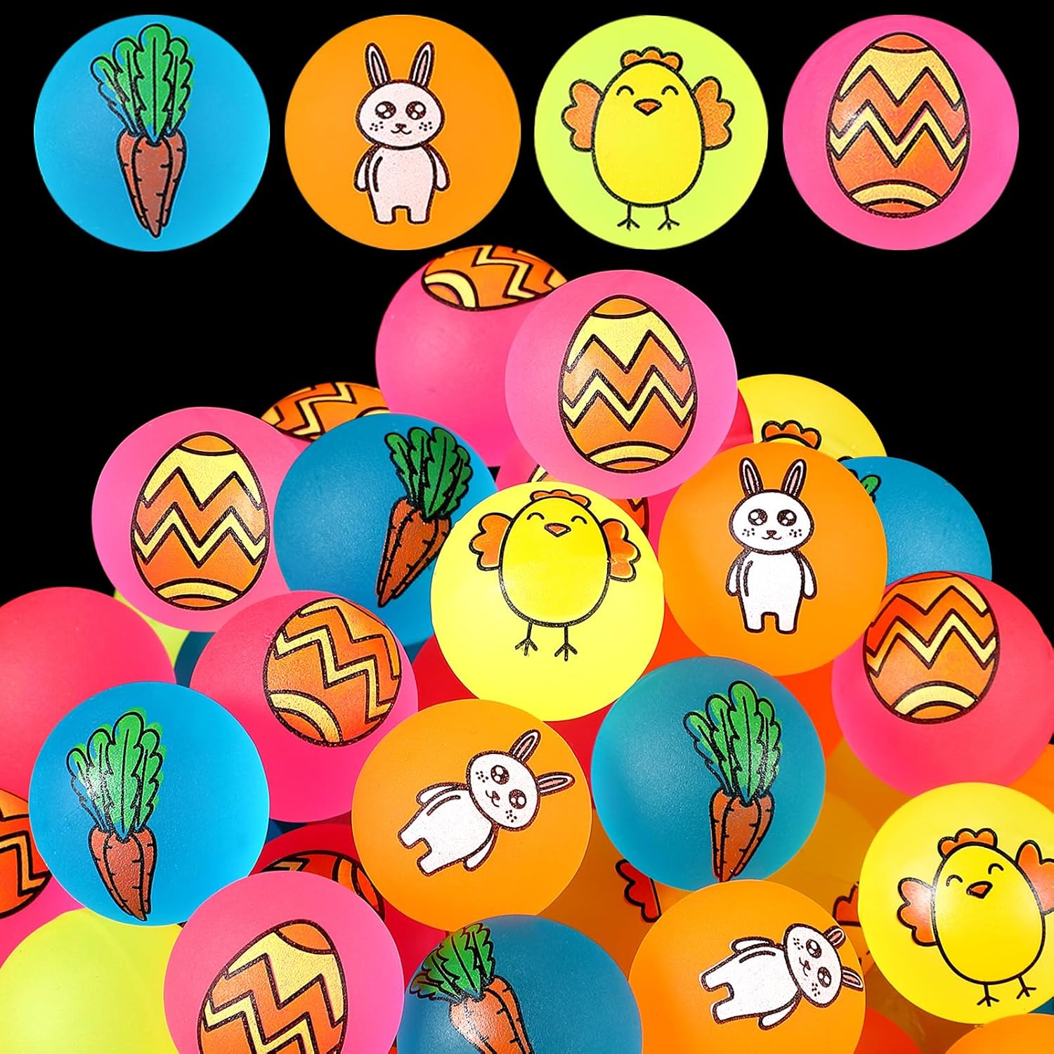 Amazon.com: Junkin 100 Pcs Easter Bouncy Balls Colorful Glow in The ...
