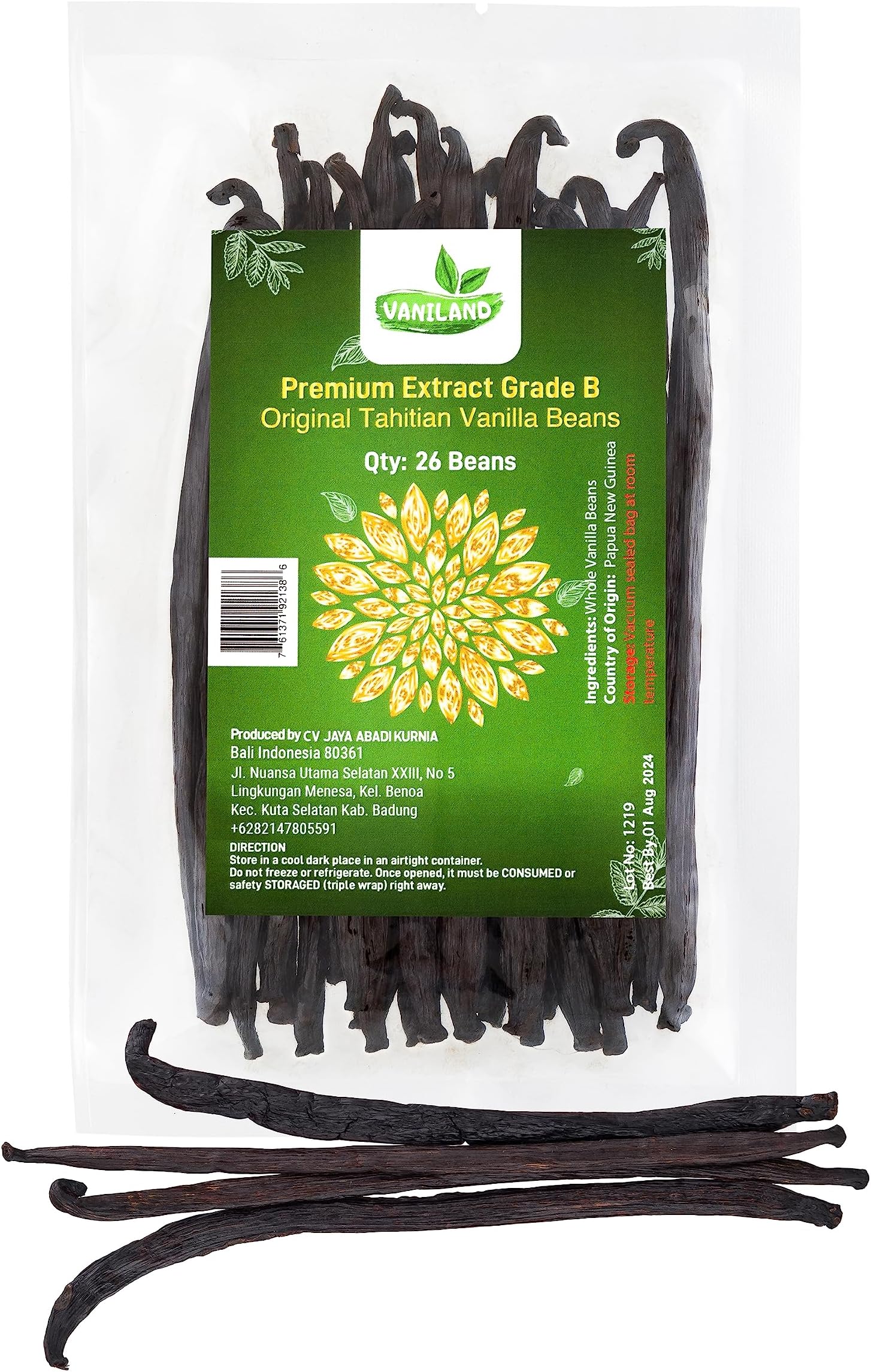Amazon.com: 26 Natural Tahitian Grade B Vanilla Beans Premium Gourmet Whole Pods for Home Baking ...