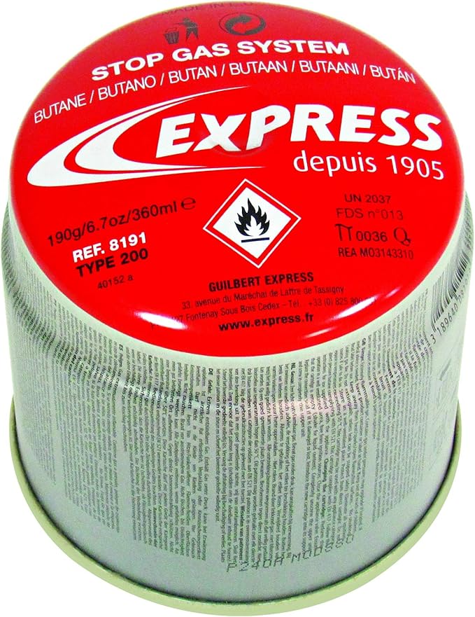 Express, 8191, Cartouche Butane Sécurisée, 190g, Stop Gaz System ...