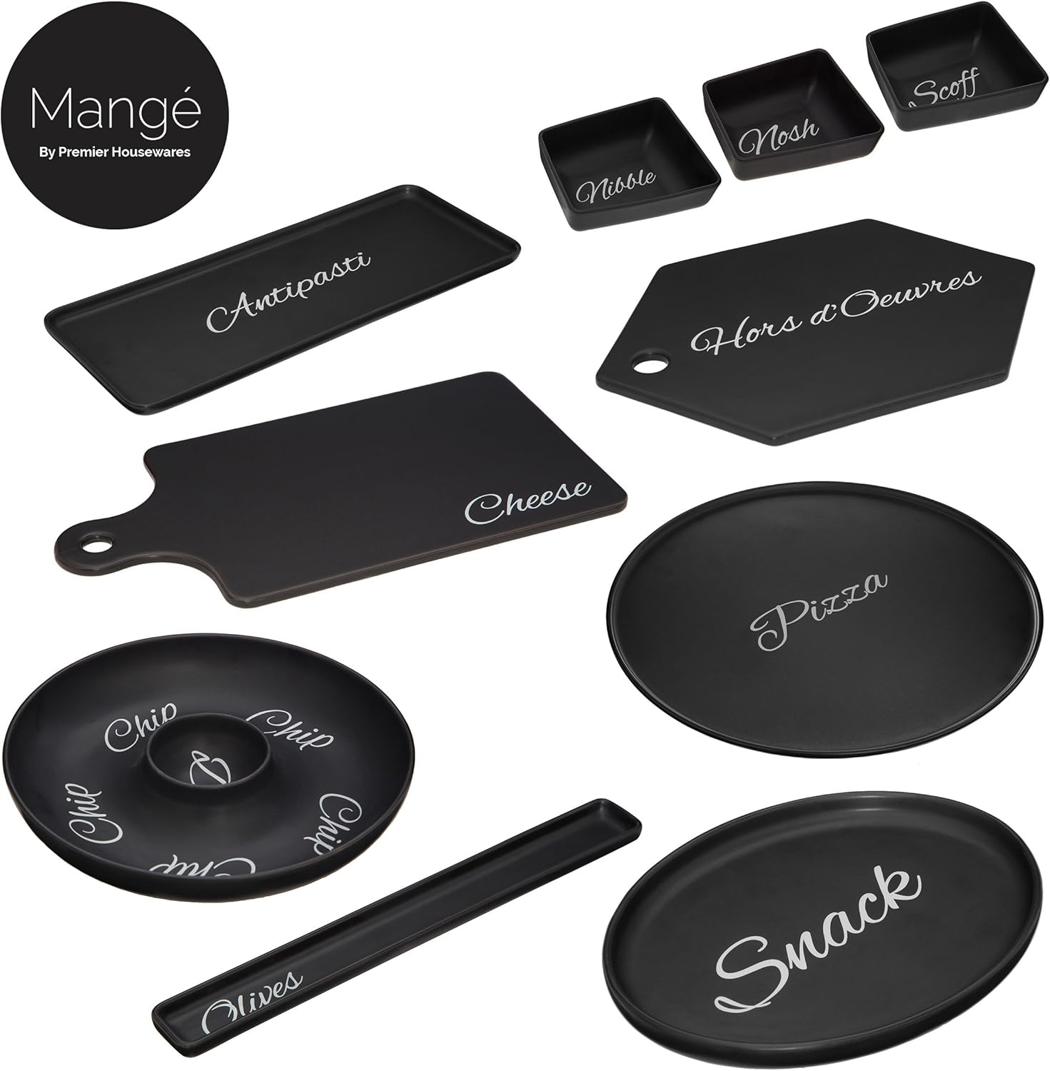 Premier Housewares Pizza Plates Pizza Plate Matte Black Stoneware Pizza ...