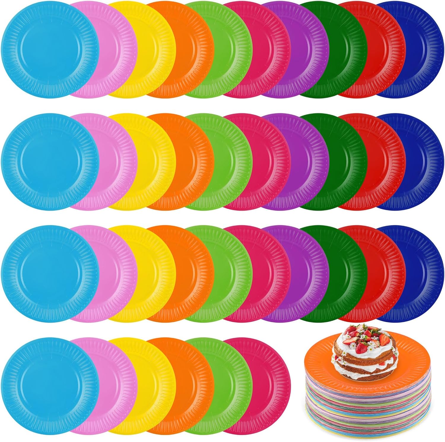 Amazon.com: Weewooday 100 Pcs Paper Party Plates Disposable 7 Inch ...