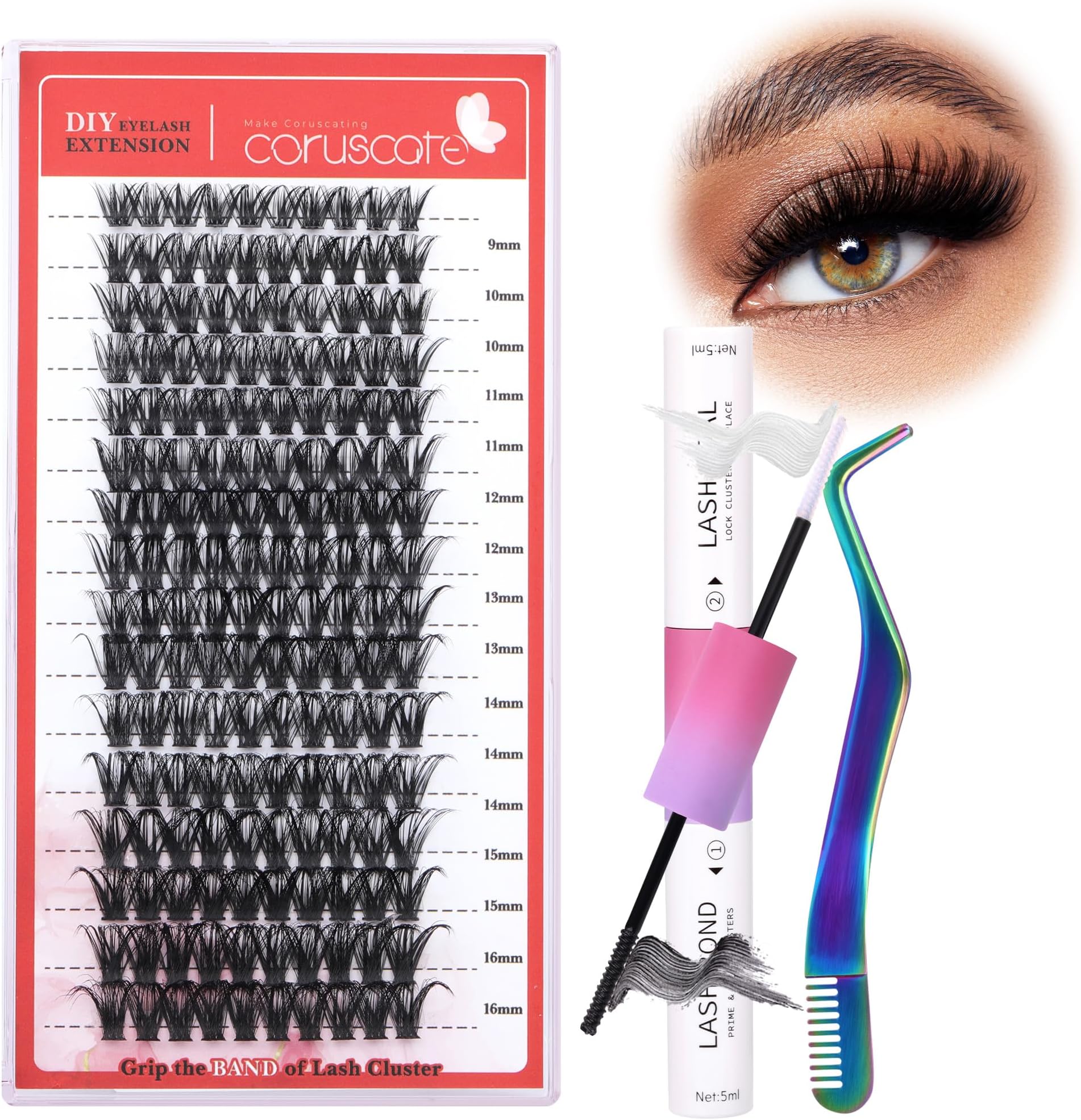 Amazon.com: CORUSCATE DIY Lash Extension Kit Individual Lashes Cluster ...