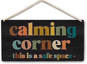 Amazon.com: Absnfatu Calming Corner Hanging Wood Sign Plaque - Safe ...