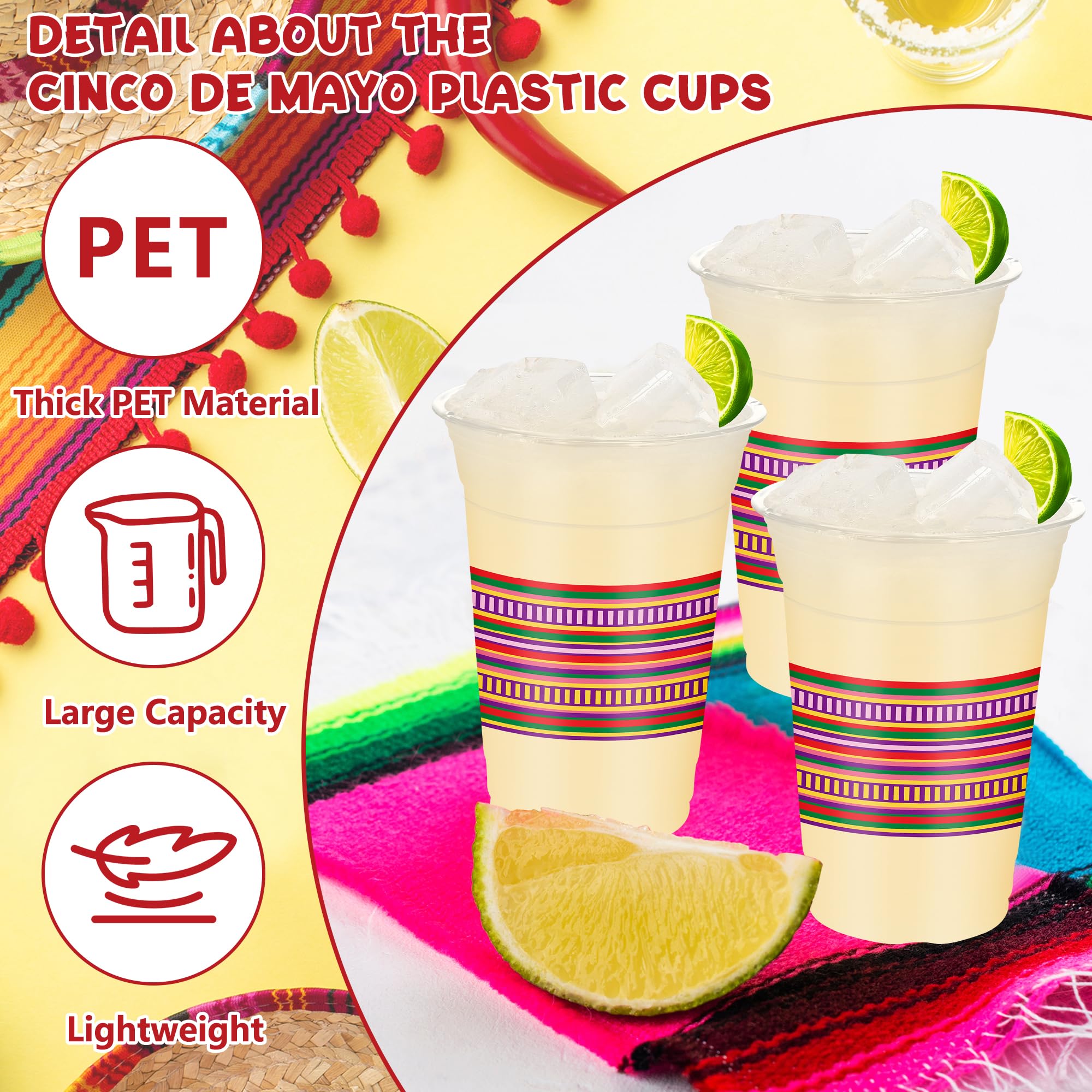 Snapklik.com : 100 PCS Cinco De Mayo Cups, 14 OZ Mexican Plastic Cups ...