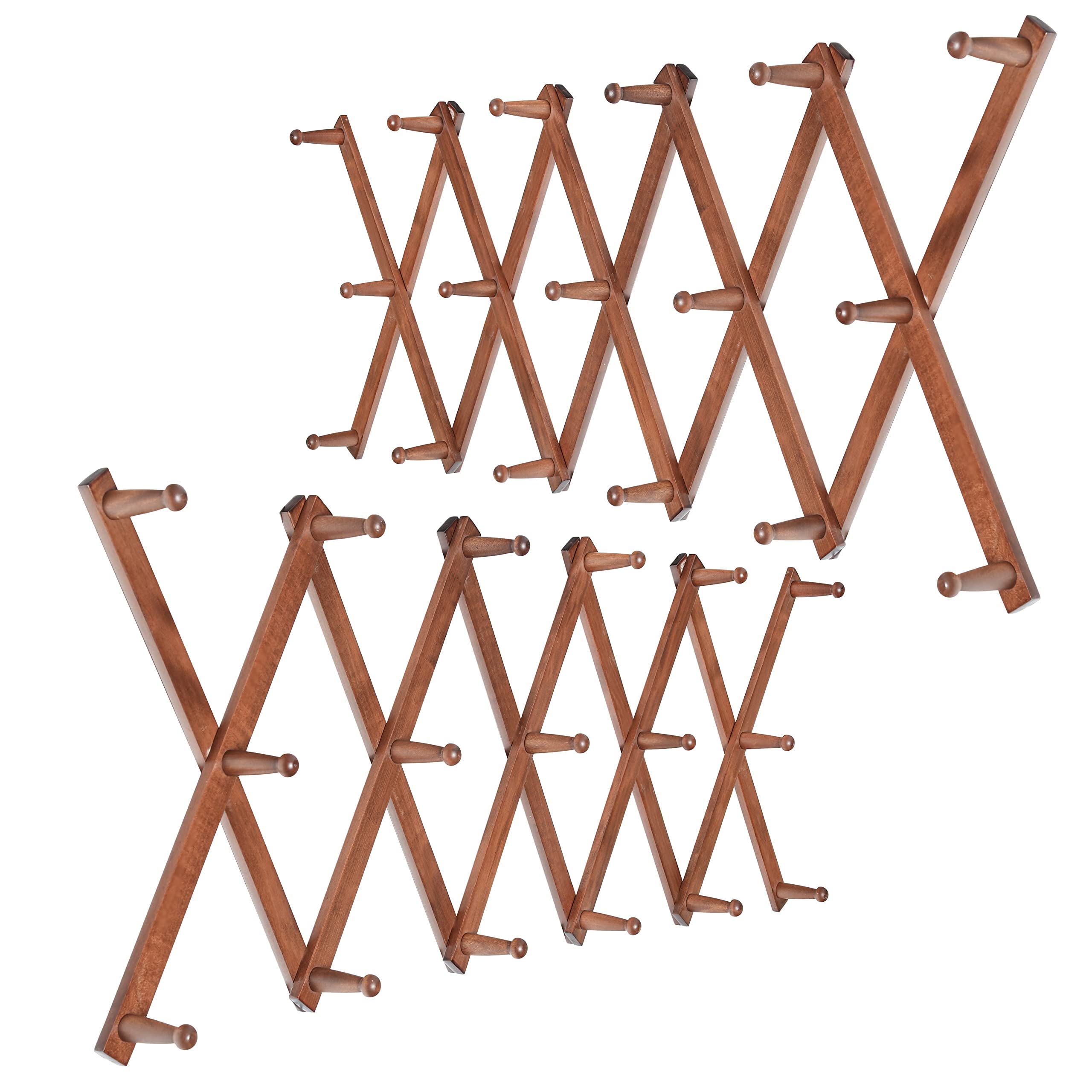 WEBI Accordion Wall Hanger,Wooden Expandable Coat Rack,Accordion Hat ...