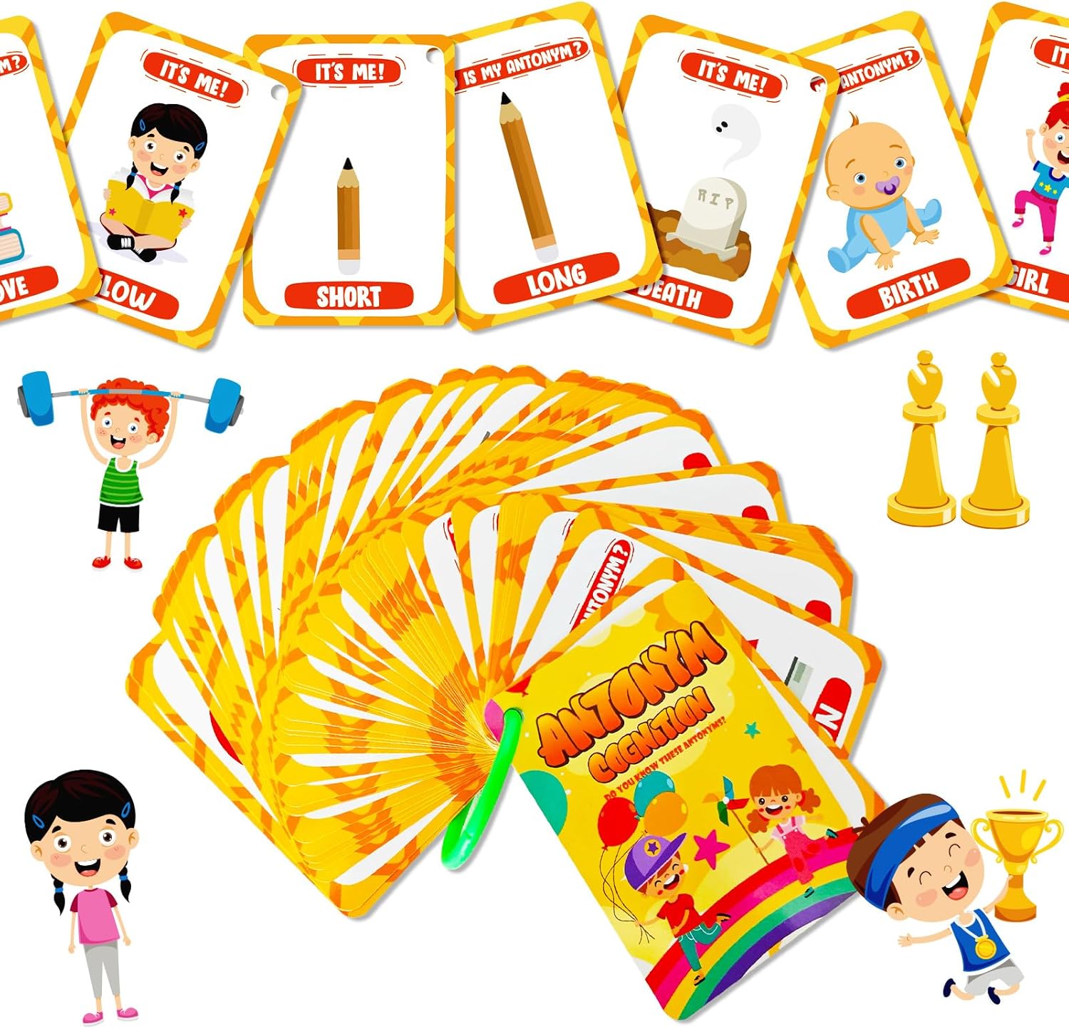 Amazon.com: Reusable Antonym Cognition Flash Cards for Kids, 50PCS ...