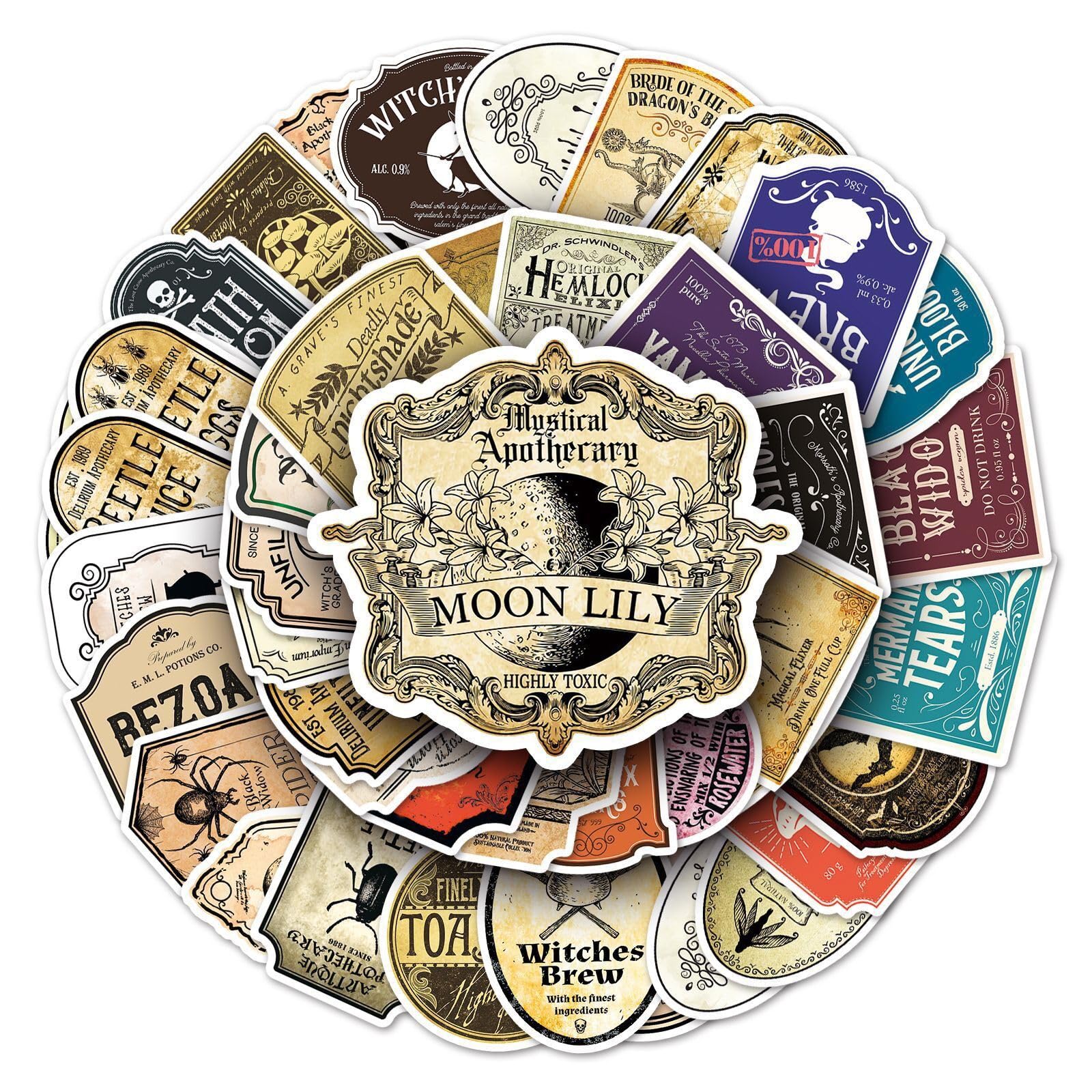 Amazon.com: 50 Pcs Magic Potion Label Stickers, Cartoon Vintage Potion ...
