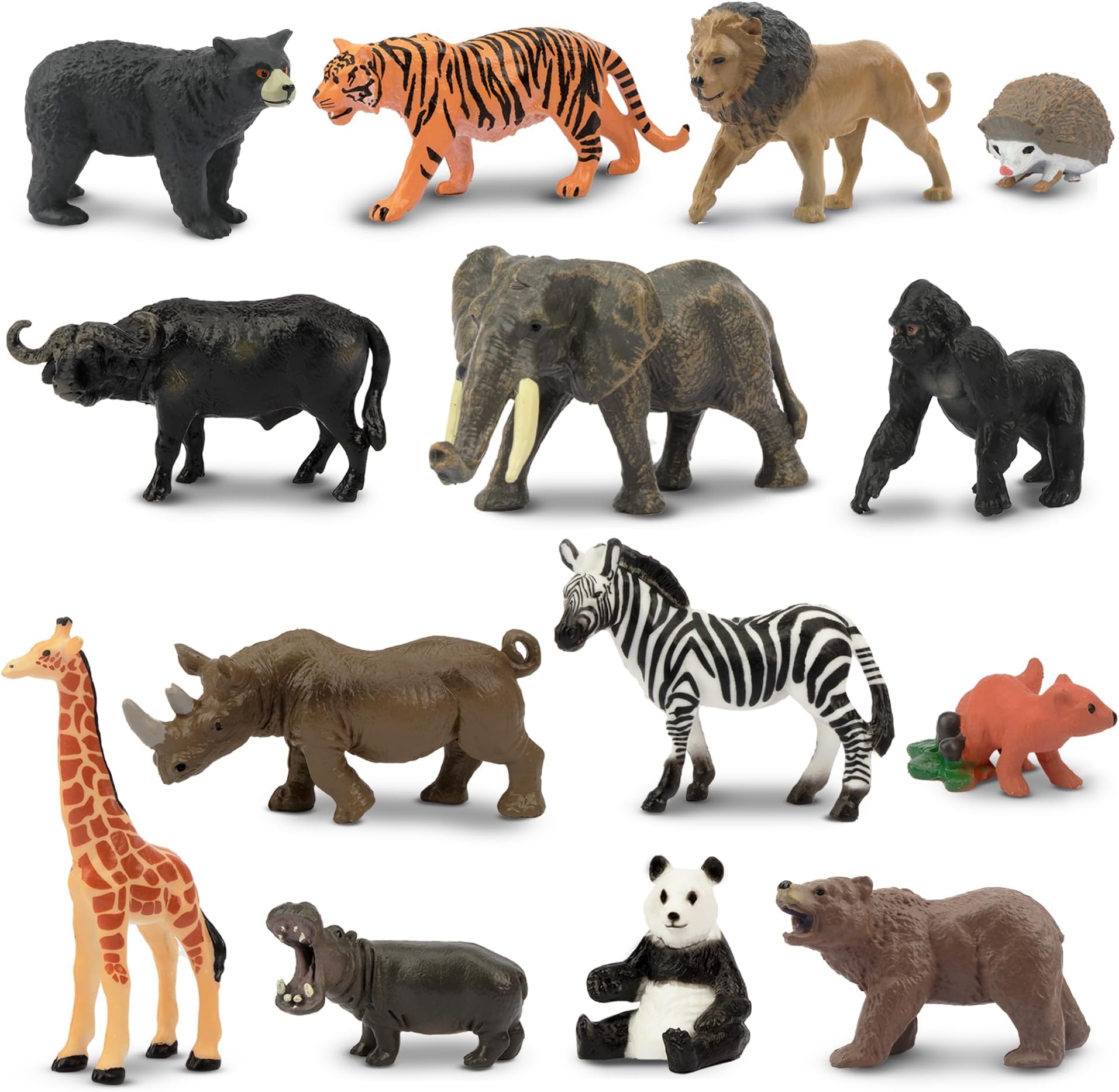 Toymany 14PCS 1-2.5" Tiny Jungle Animal Figures Toy, Realistic Mini ...