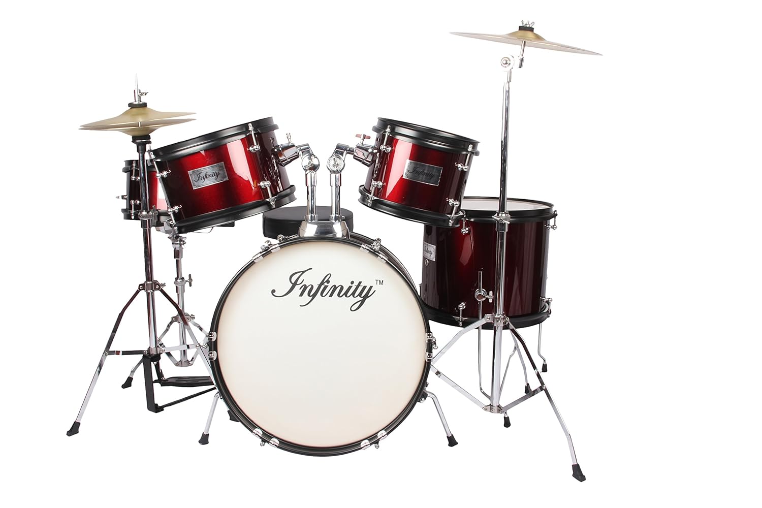 Infinity 5 Piece Kids Drum Set, Maroon : Amazon.in: Musical Instruments