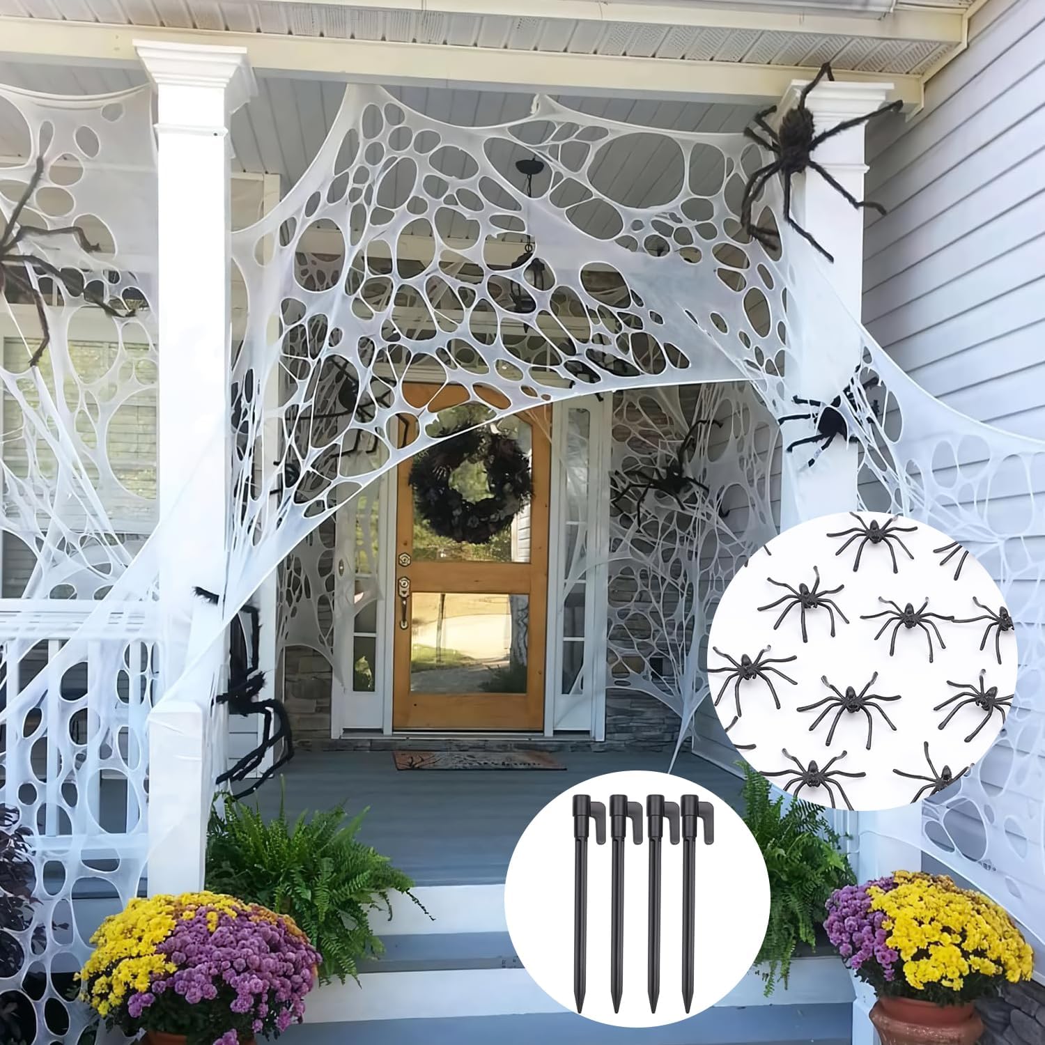 Amazon.com: Yen Jean Halloween Decorations Outdoor Spider Web: Pre-Cut ...
