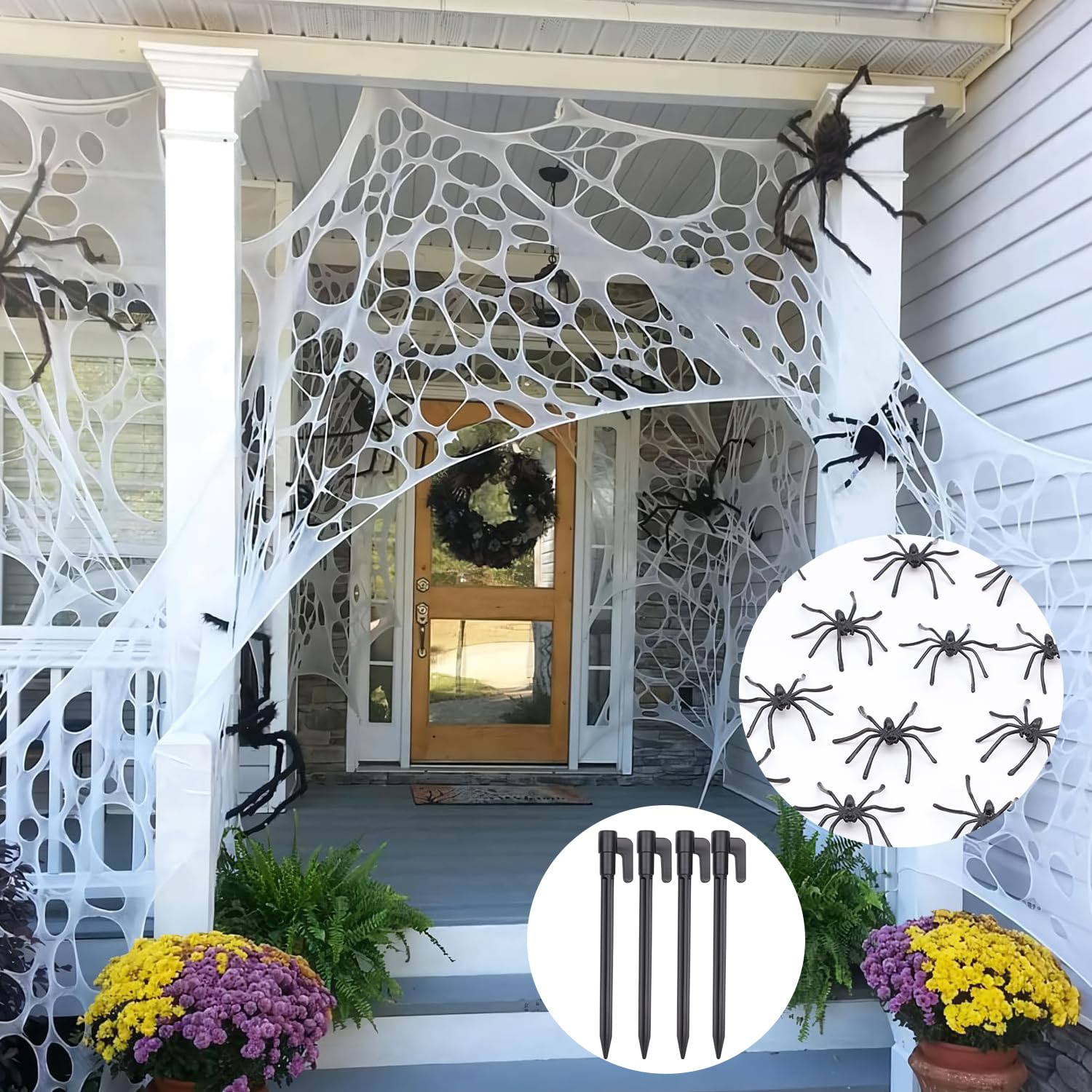 Amazon.com: Halloween Decorations Spider Webs, 350 Sqft Giant Stretchy ...