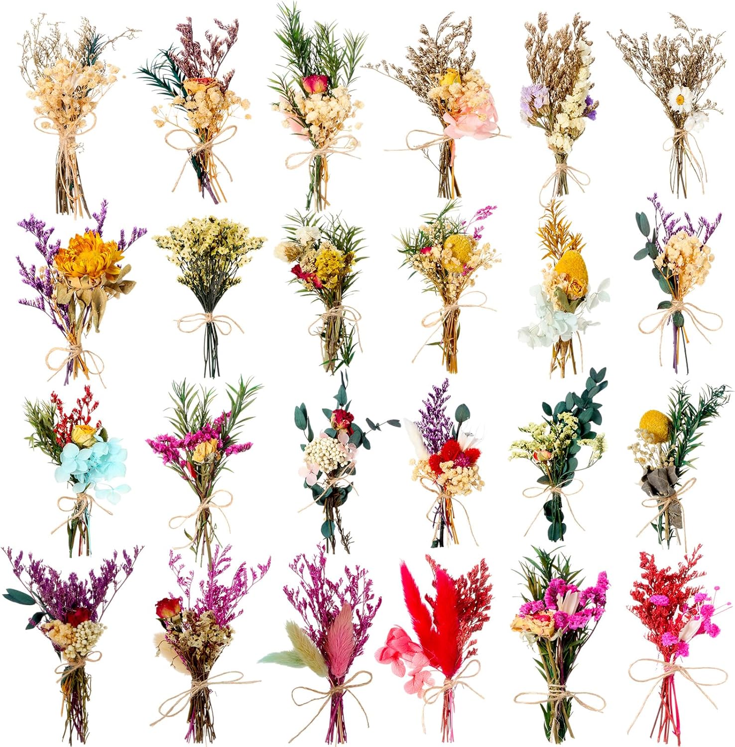 Amazon.com: Tinideya 24 Pcs Dried Flowers Bouquet Boho Mini Dried ...
