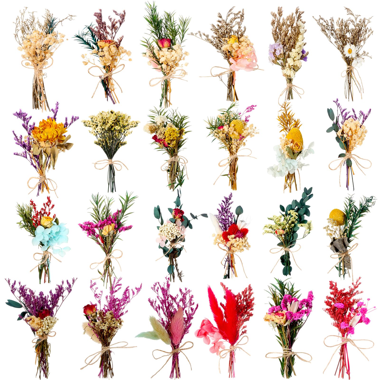 Amazon.com: Tinideya 24 Pcs Dried Flowers Bouquet Boho Mini Dried ...