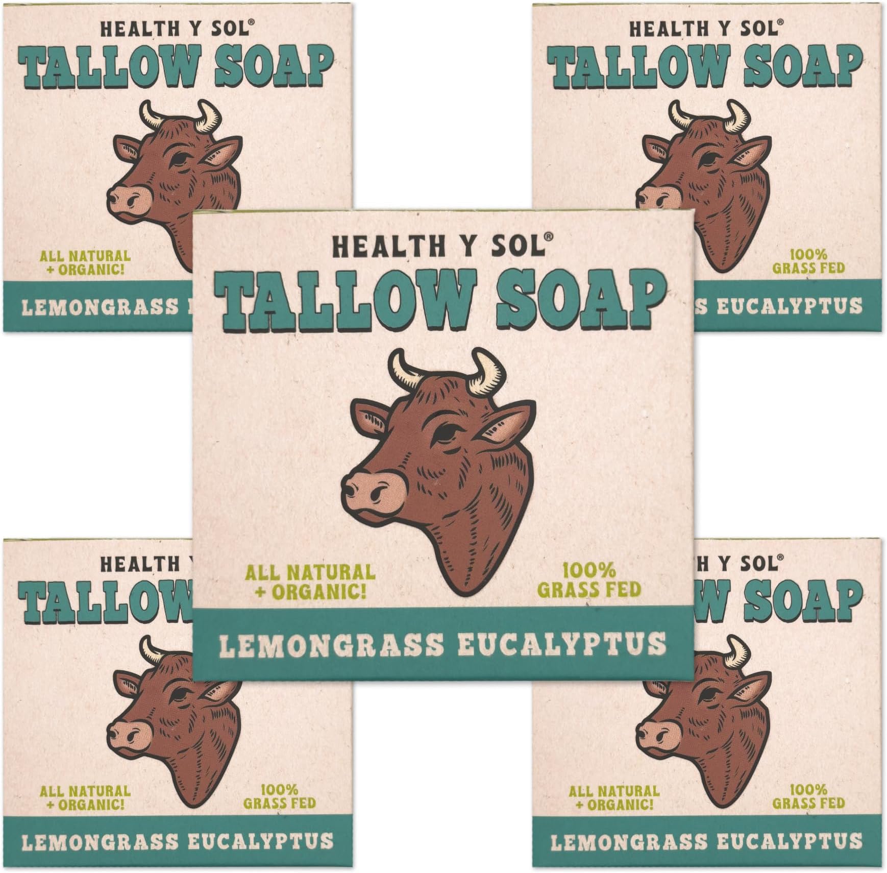 Amazon.com : Health y Sol Tallow Soap 5 Pack, Grass Fed & Finished ...