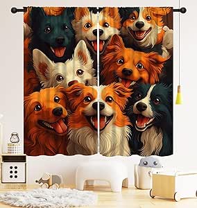Amazon.com: LOMADIA Dog Print Blackout Curtain, Funny Animals Cute ...