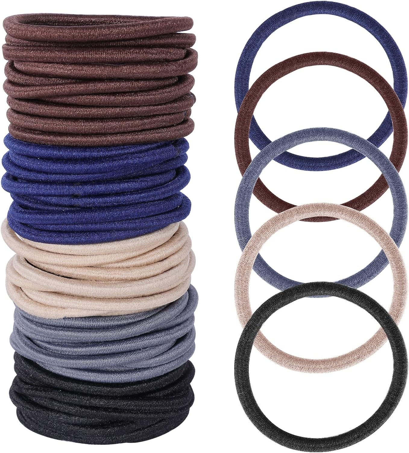 50 Pcs Hair Bands for Women, 4mm Hair Bobbles for Thick Hair, Elastic ...