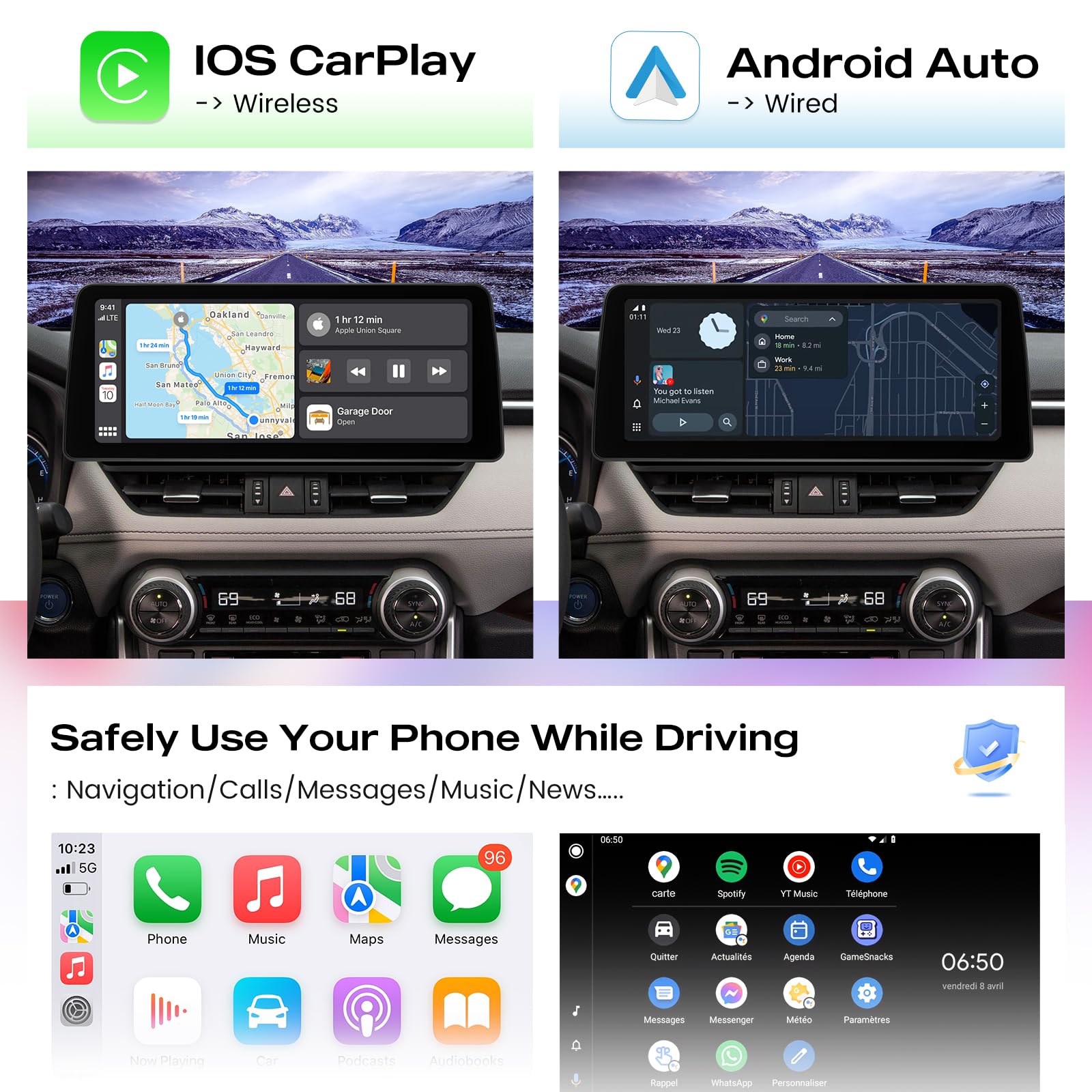 Snapklik.com : Roadanvi 12.3" 8GB+128GB Android Car Stereo For Toyota ...