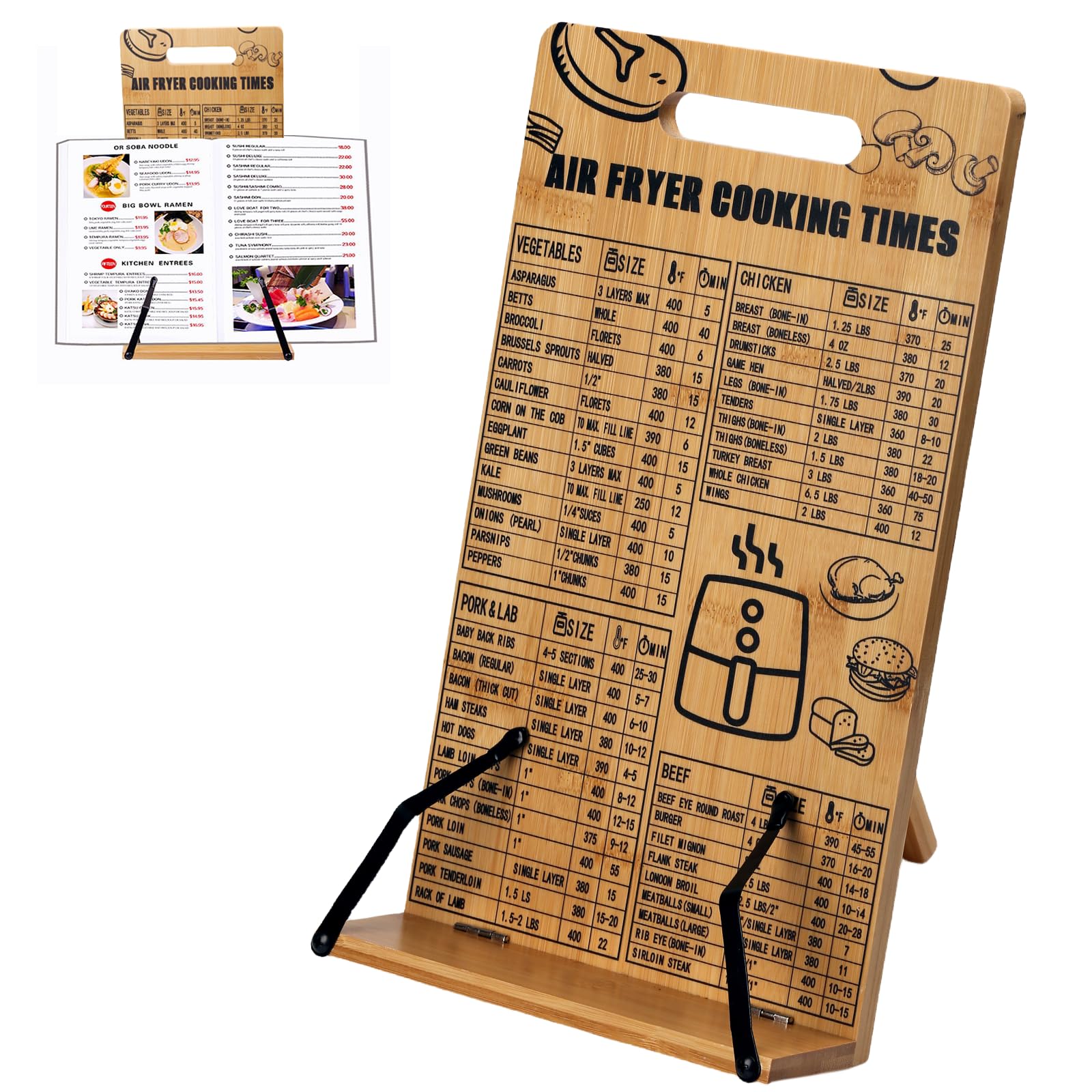 Amazon.com: Bamboo Cookbook Stand,Adjustable Recipe Book Holder Stand ...