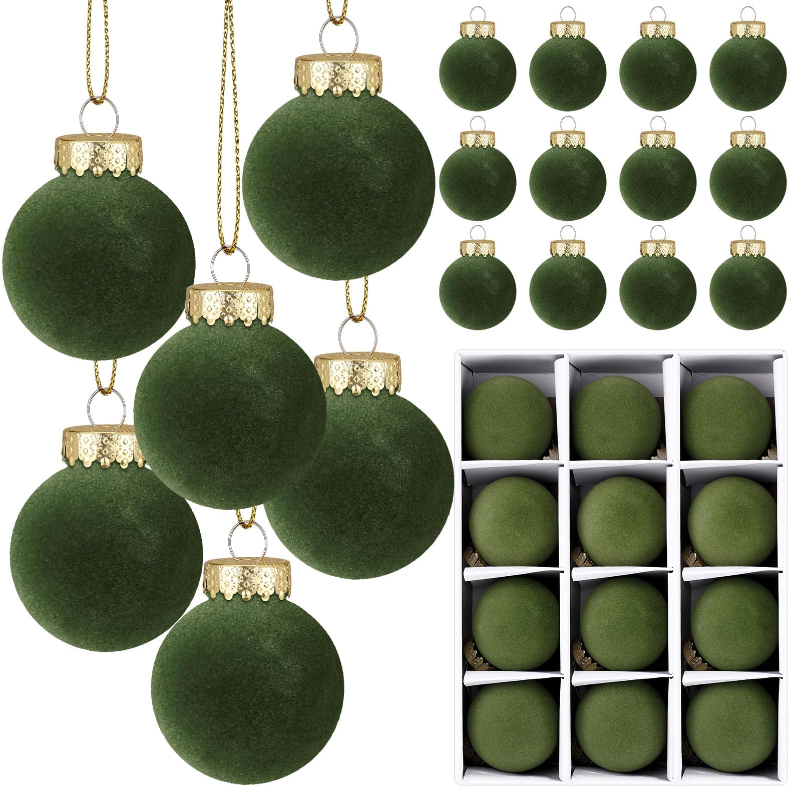 Amazon.com: 12 Pcs Velvet Christmas Ornaments Flocked Ornaments Holiday ...