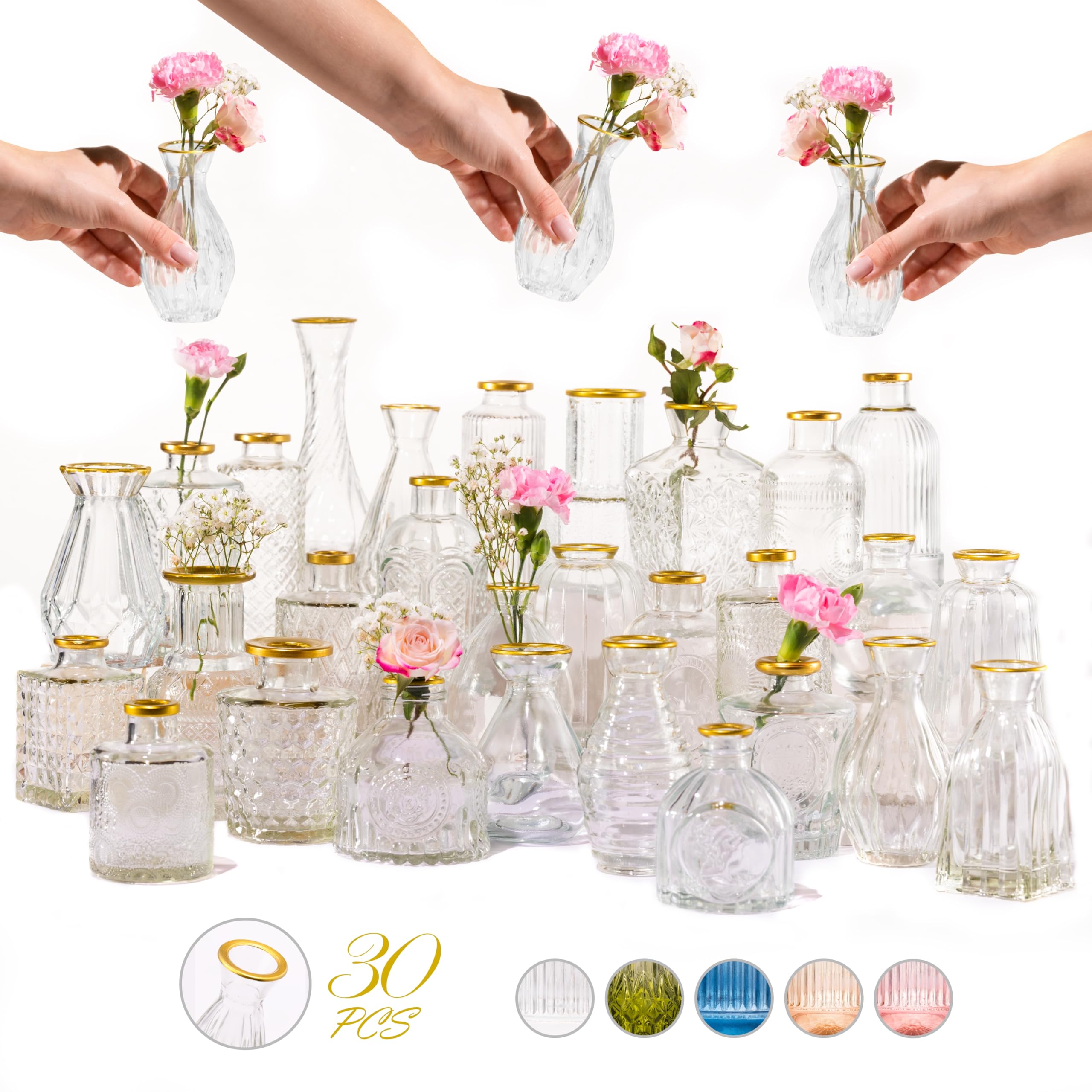 Amazon.com: Premium Heirloom Hills Bud Vases for Home Decor, Crystal ...