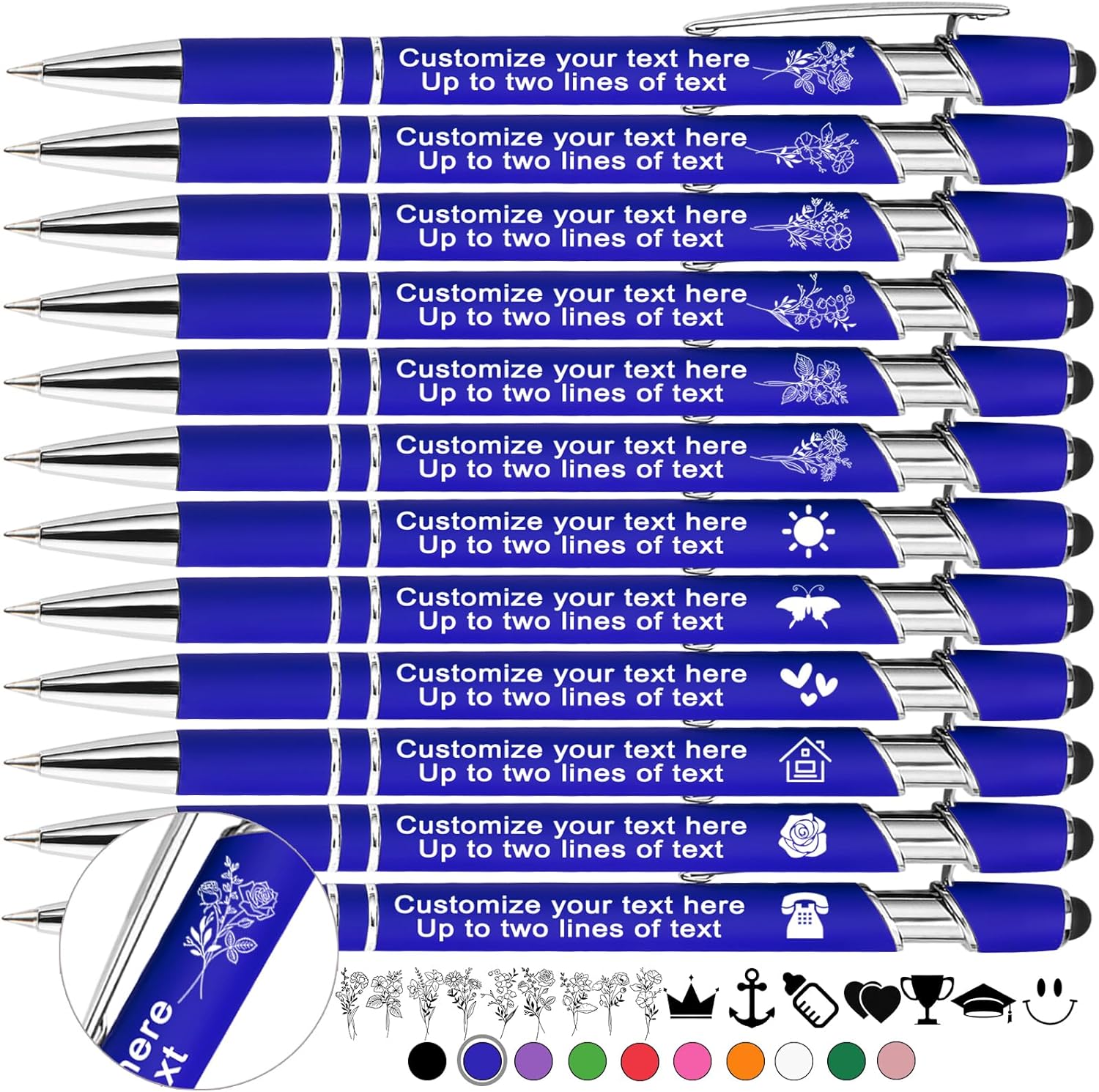 Xihedfd Personalised Pens Custom with Birth Flower Engraved Customised ...